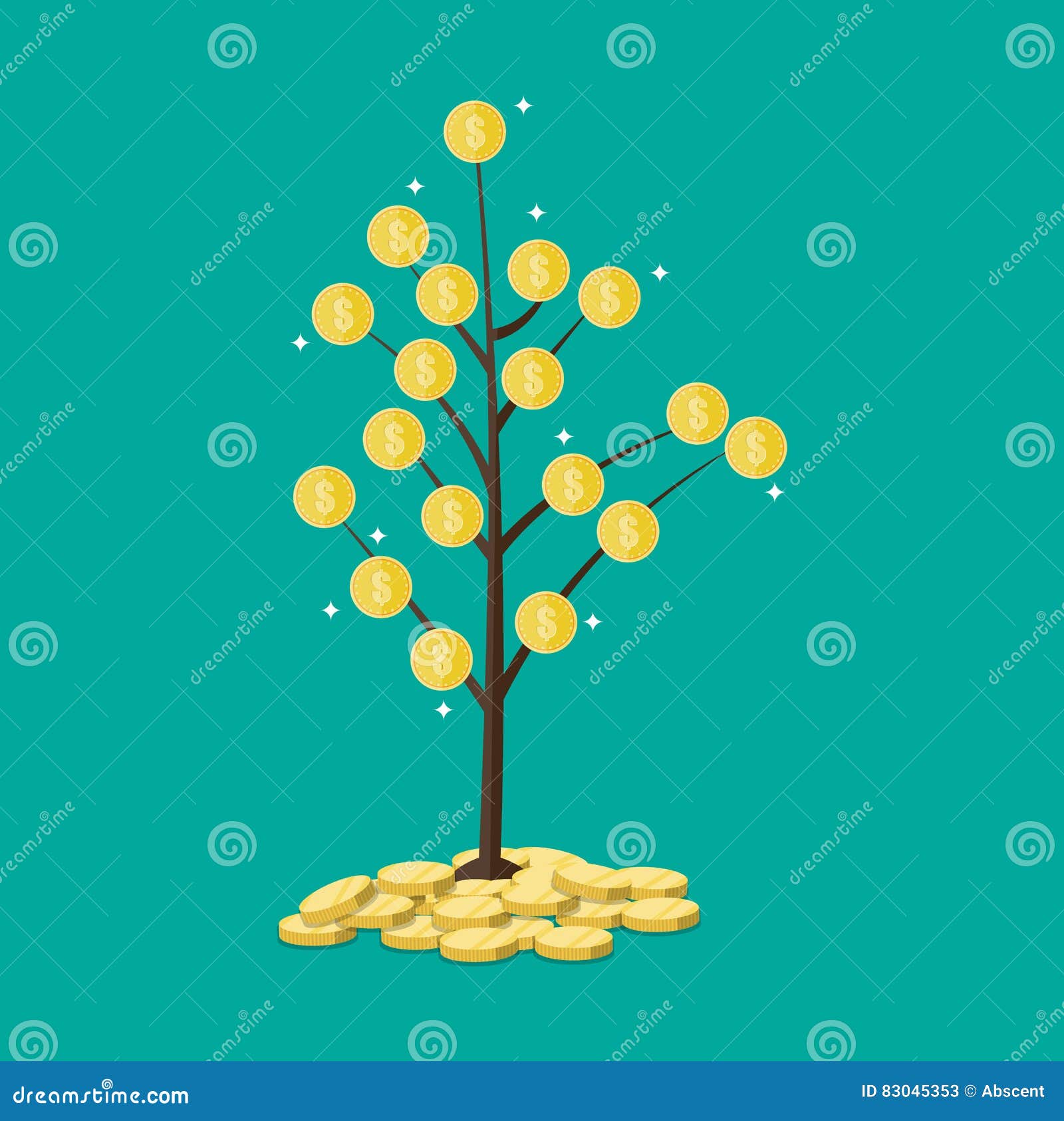 Coin Tree. Concept of Savings Stock Vector - Illustration of management ...
