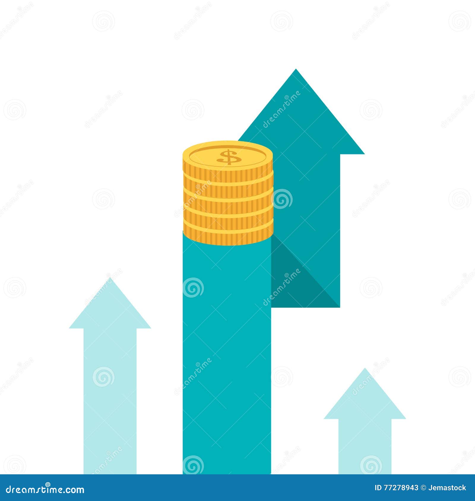 Coin and up arrow icon stock vector. Illustration of icon - 77278943