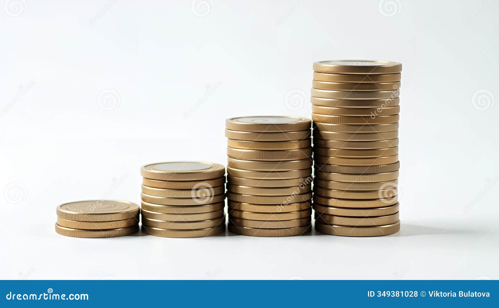 Coin on White Background, Stacks of Coins from Each Other, Sorted by ...