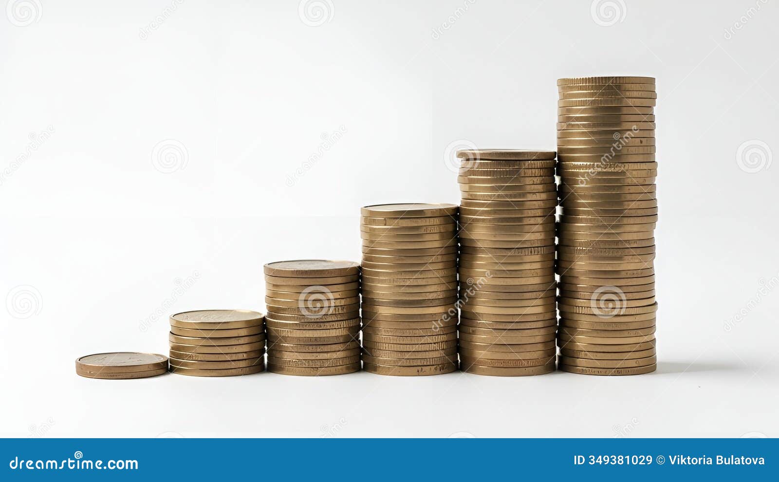 Coin on White Background, Stacks of Coins from Each Other, Sorted by ...