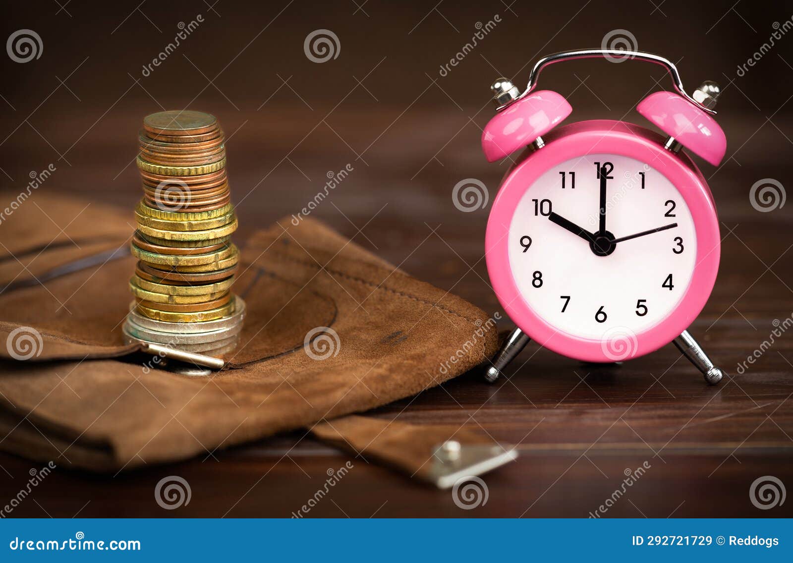 Coins with Alarm Clock, Retirement Savings and Pension Planning Stock ...