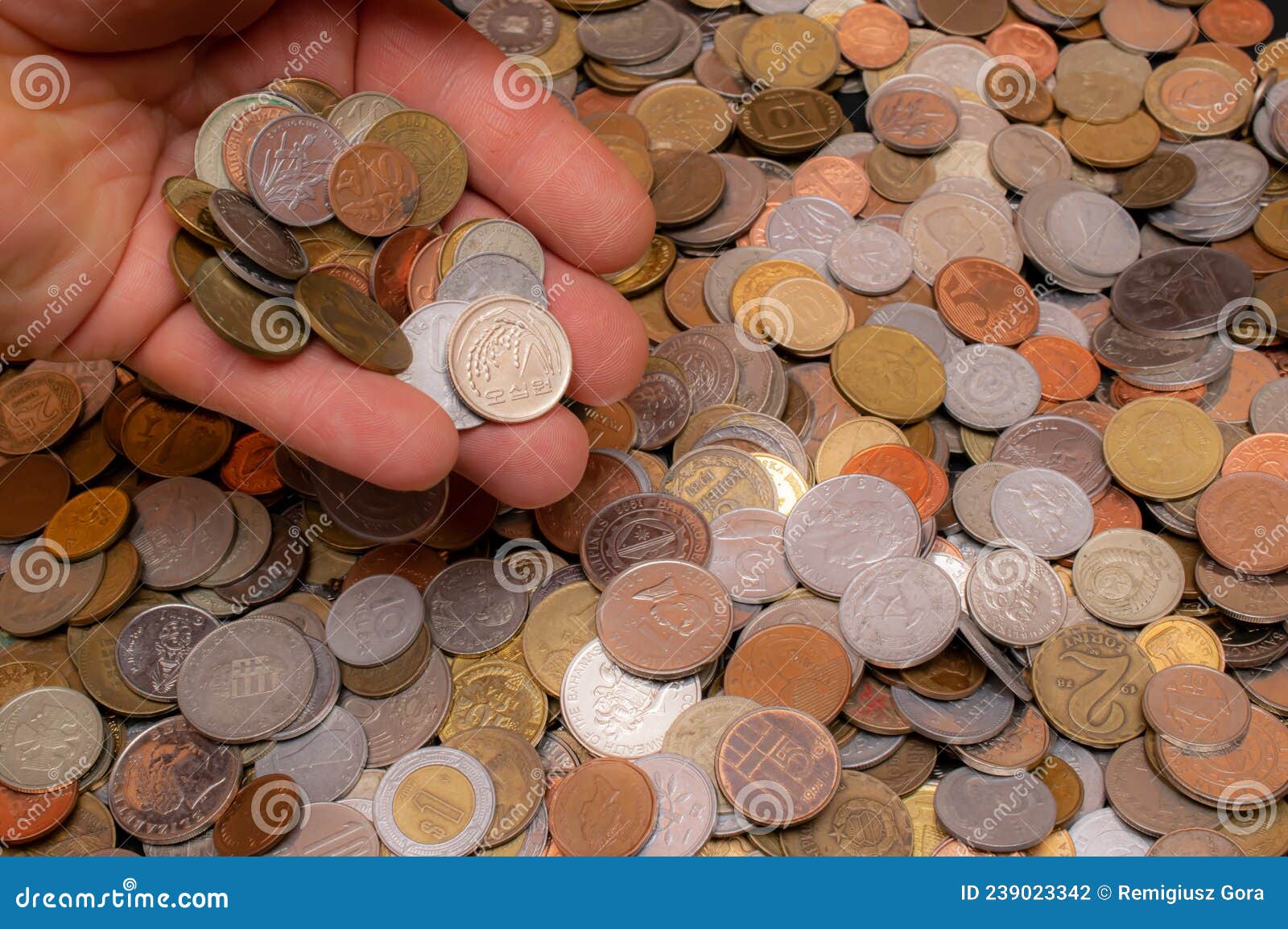 Coins from All Over the World Stock Photo - Image of dollar, pile ...