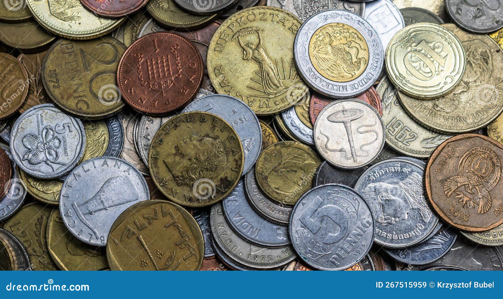 Coins from All Over the World. Background Stock Image - Image of penny ...