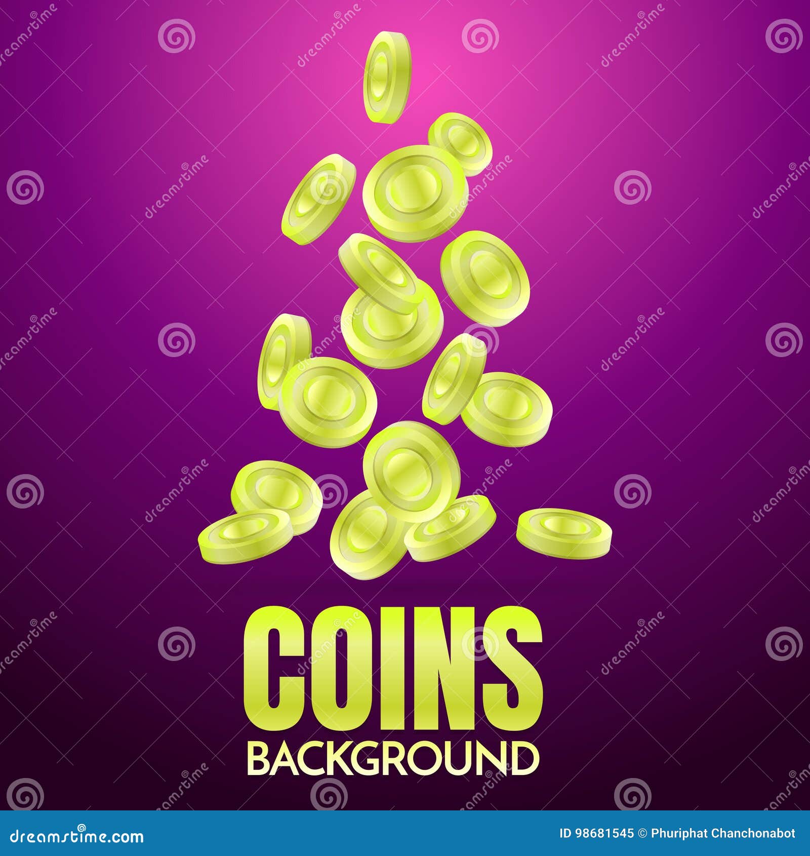 Coins Background Template Vector Stock Vector - Illustration of orange ...