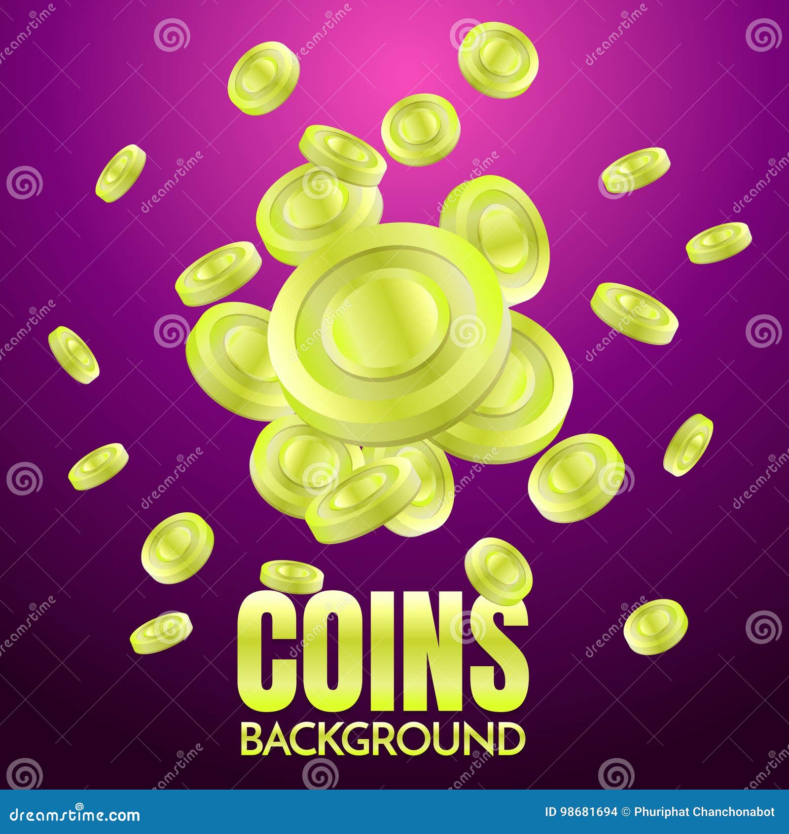 Coins Background Template Vector Stock Vector - Illustration of ...