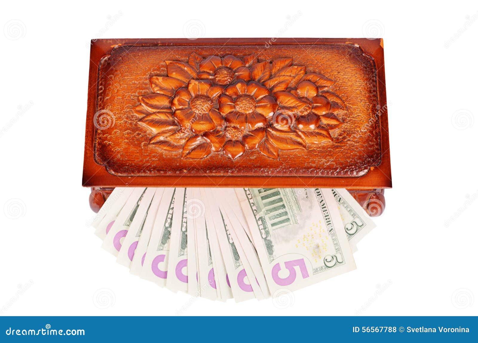 Coins and Banknotes in the Box Stock Photo - Image of gold, coin: 56567788