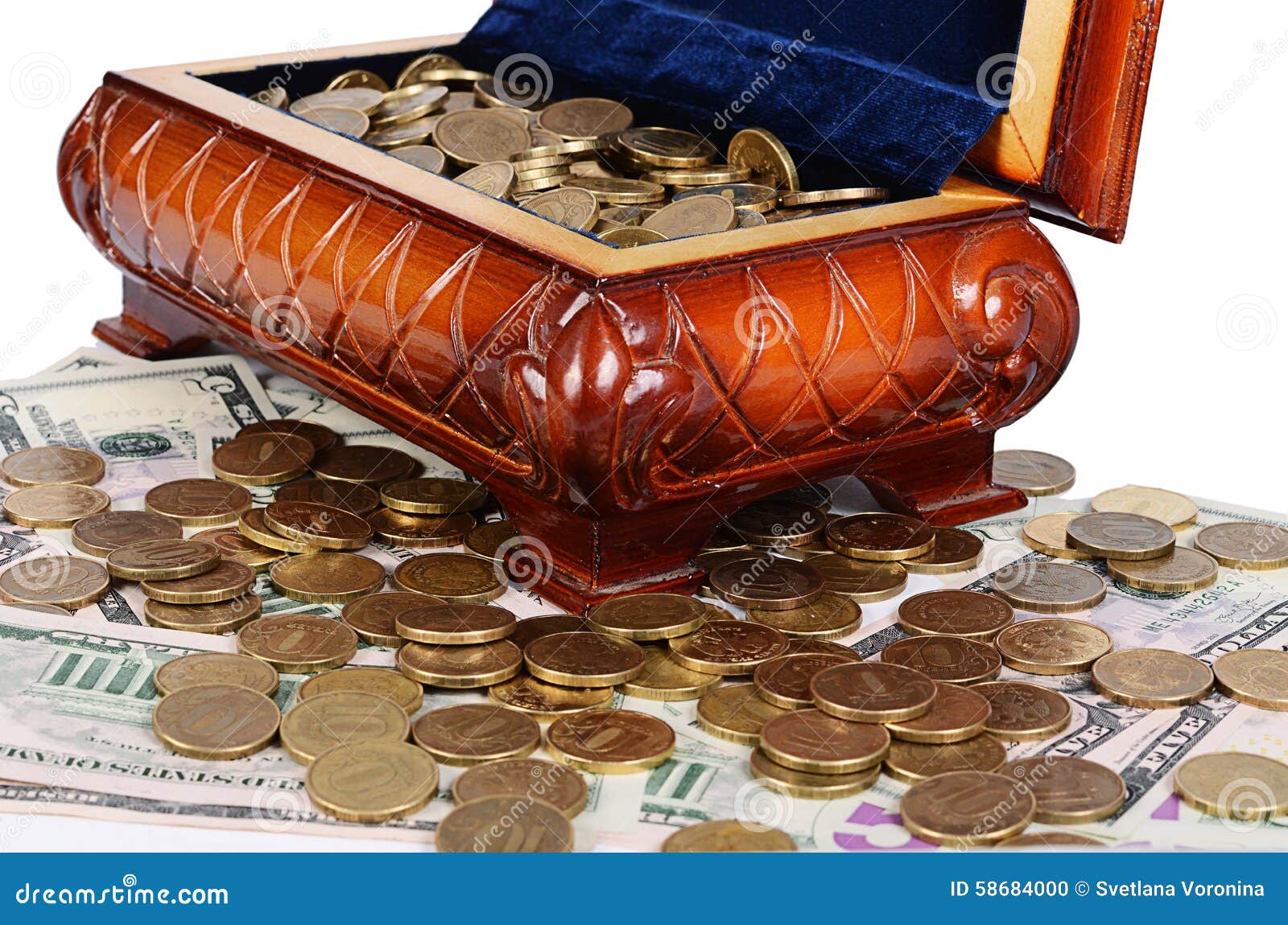 Coins and Banknotes in the Box Stock Photo - Image of czech, currency ...