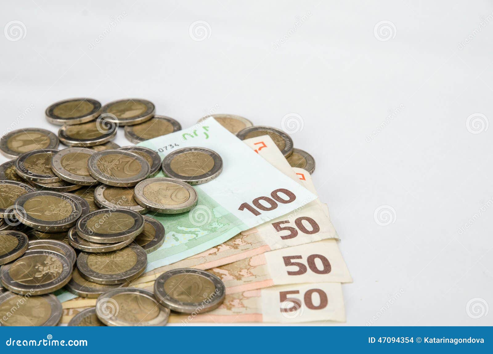 Coins and banknotes stock photo. Image of cash, isolated - 47094354