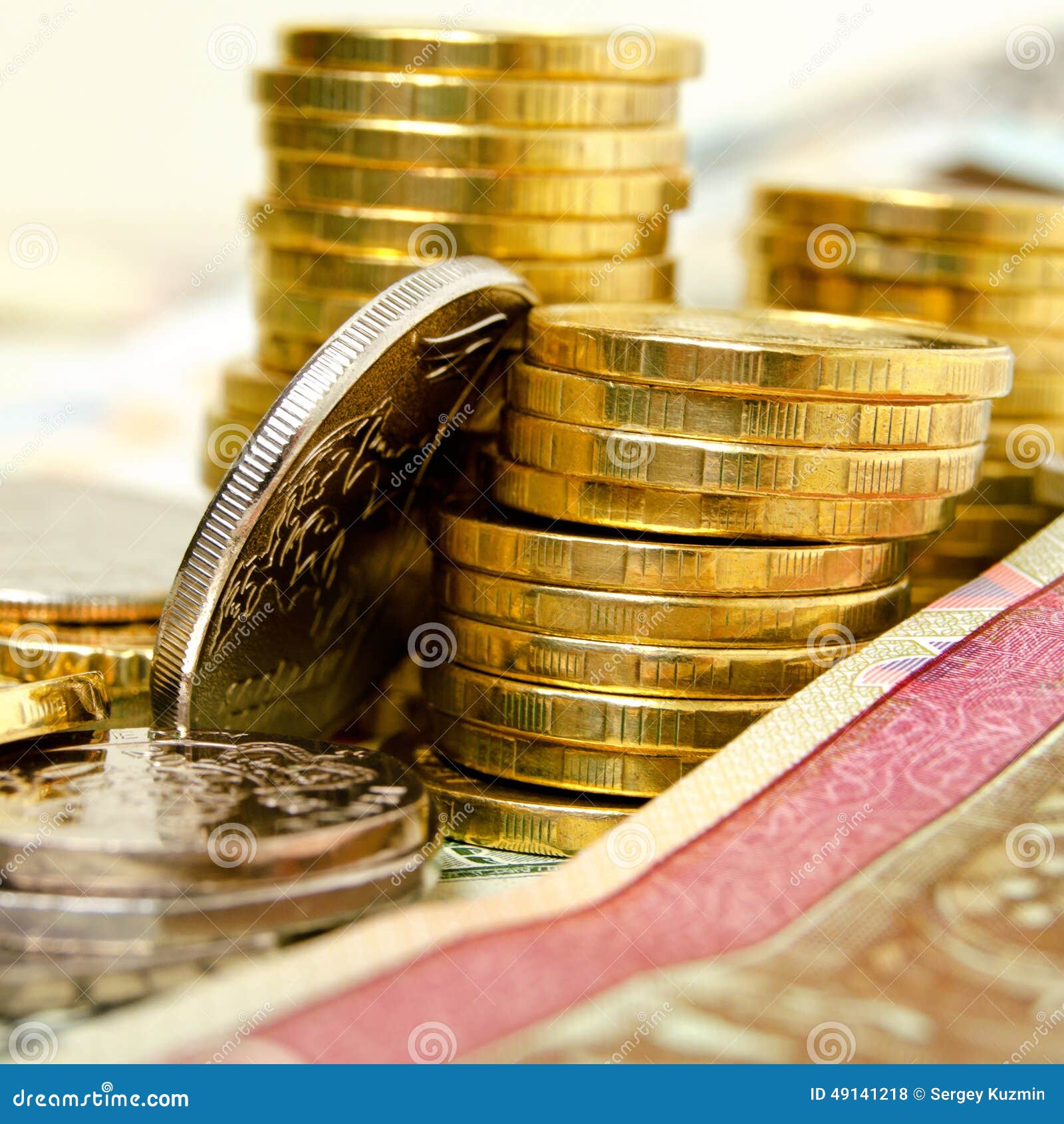 Coins and banknotes. stock photo. Image of money, analysis - 49141218