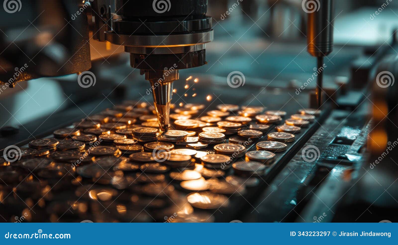 Coins Being Minted In An Industrial Factory Setting Royalty-Free Stock ...
