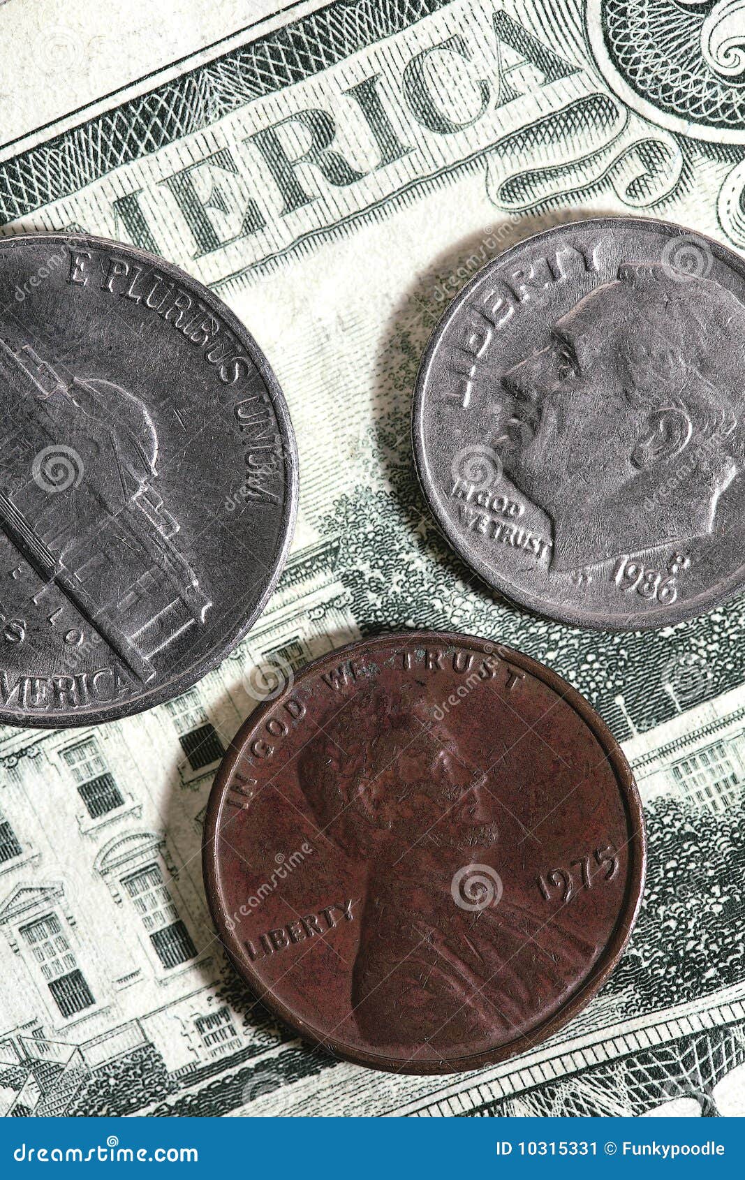 Coins and bills stock image. Image of quarter, life, money - 10315331