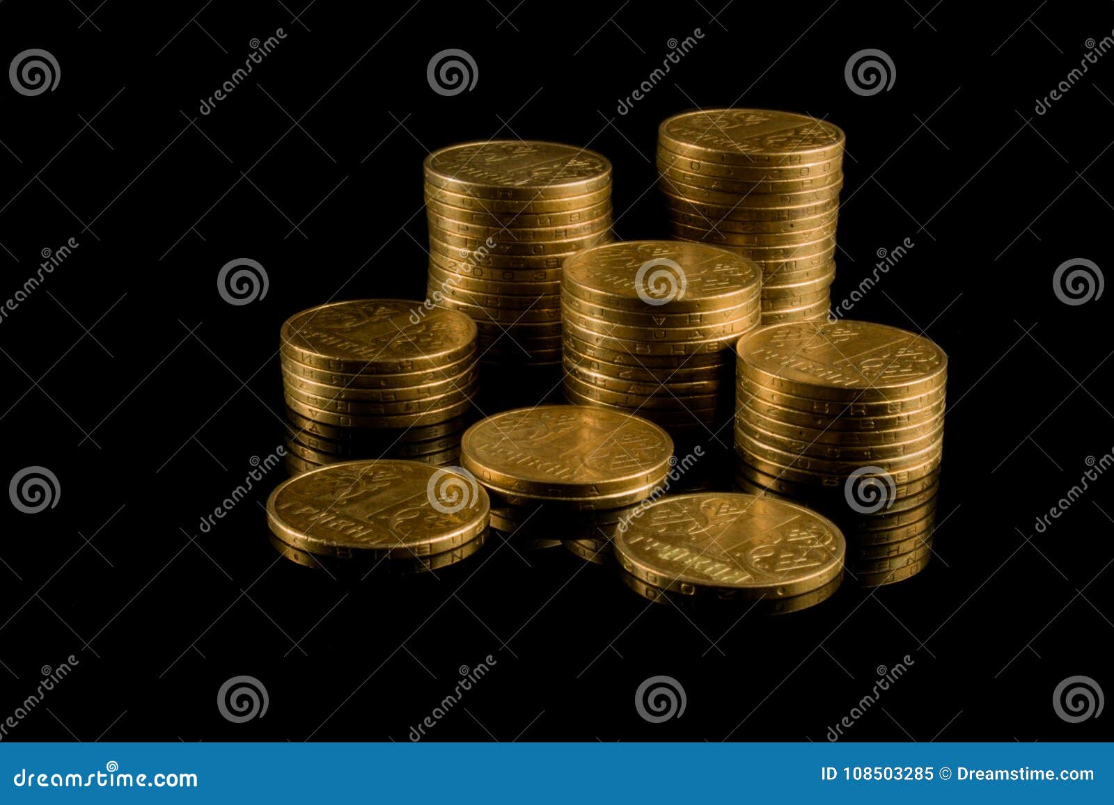 Coins on a Black Background Stock Image - Image of banking, financial ...