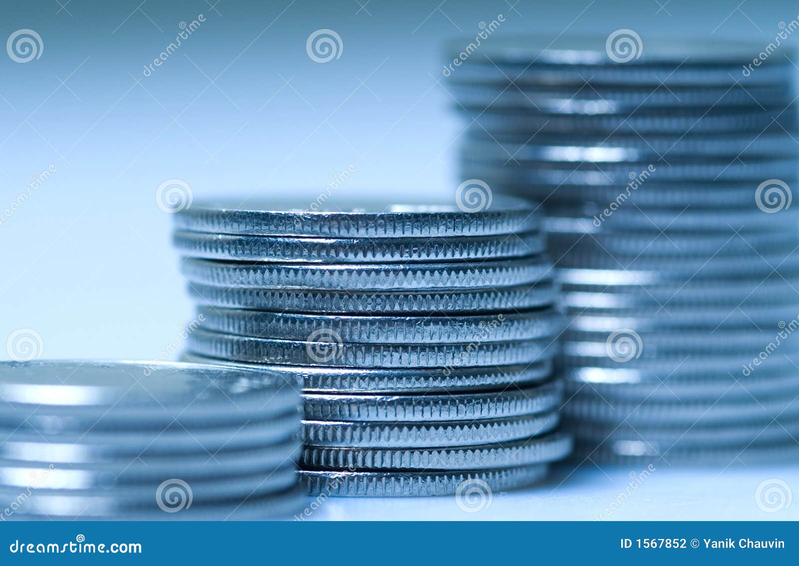 Coins in blue stock photo. Image of cash, blue, investment - 1567852