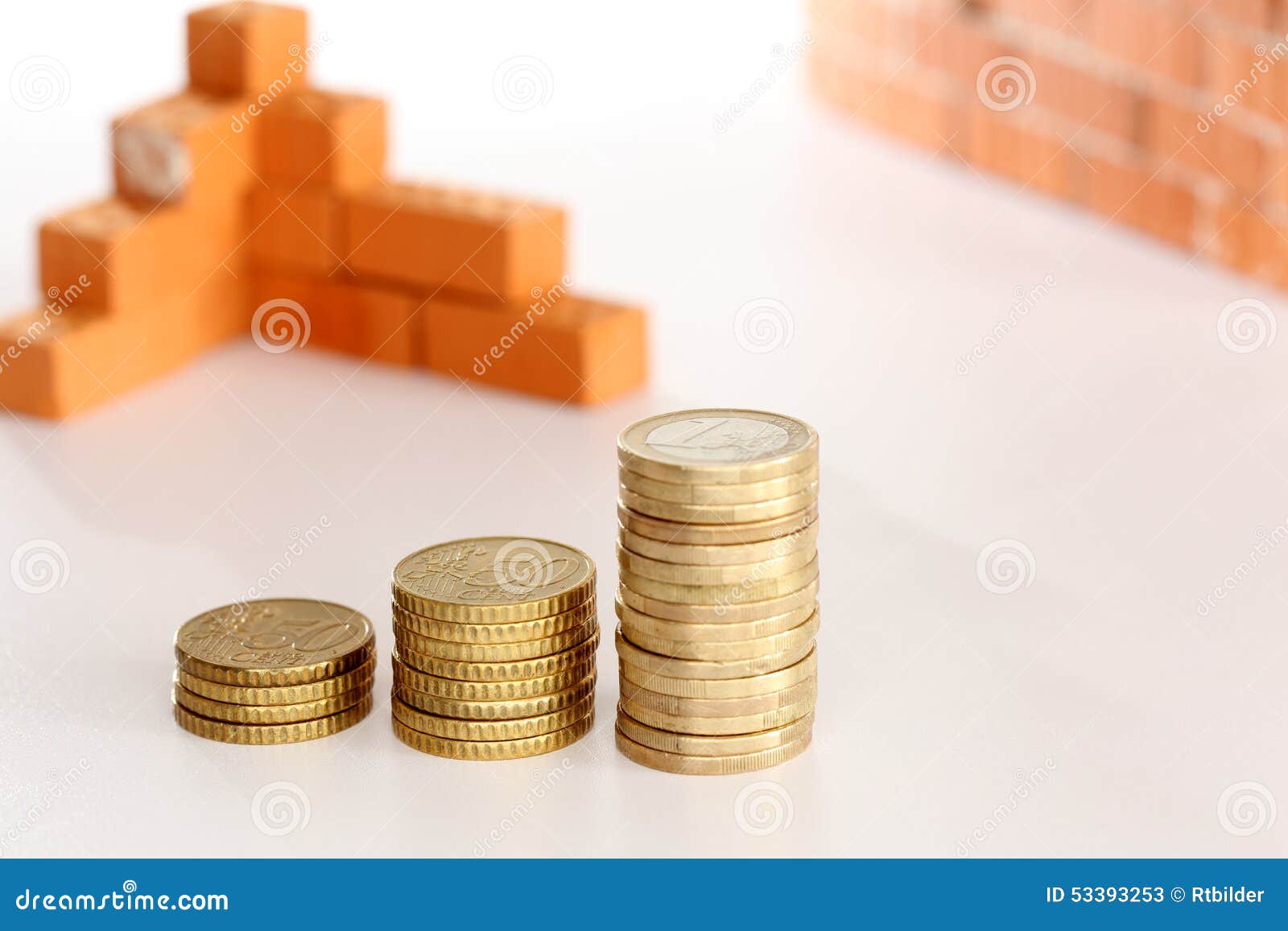 Coins and bricks stock image. Image of improvement, isolated - 53393253