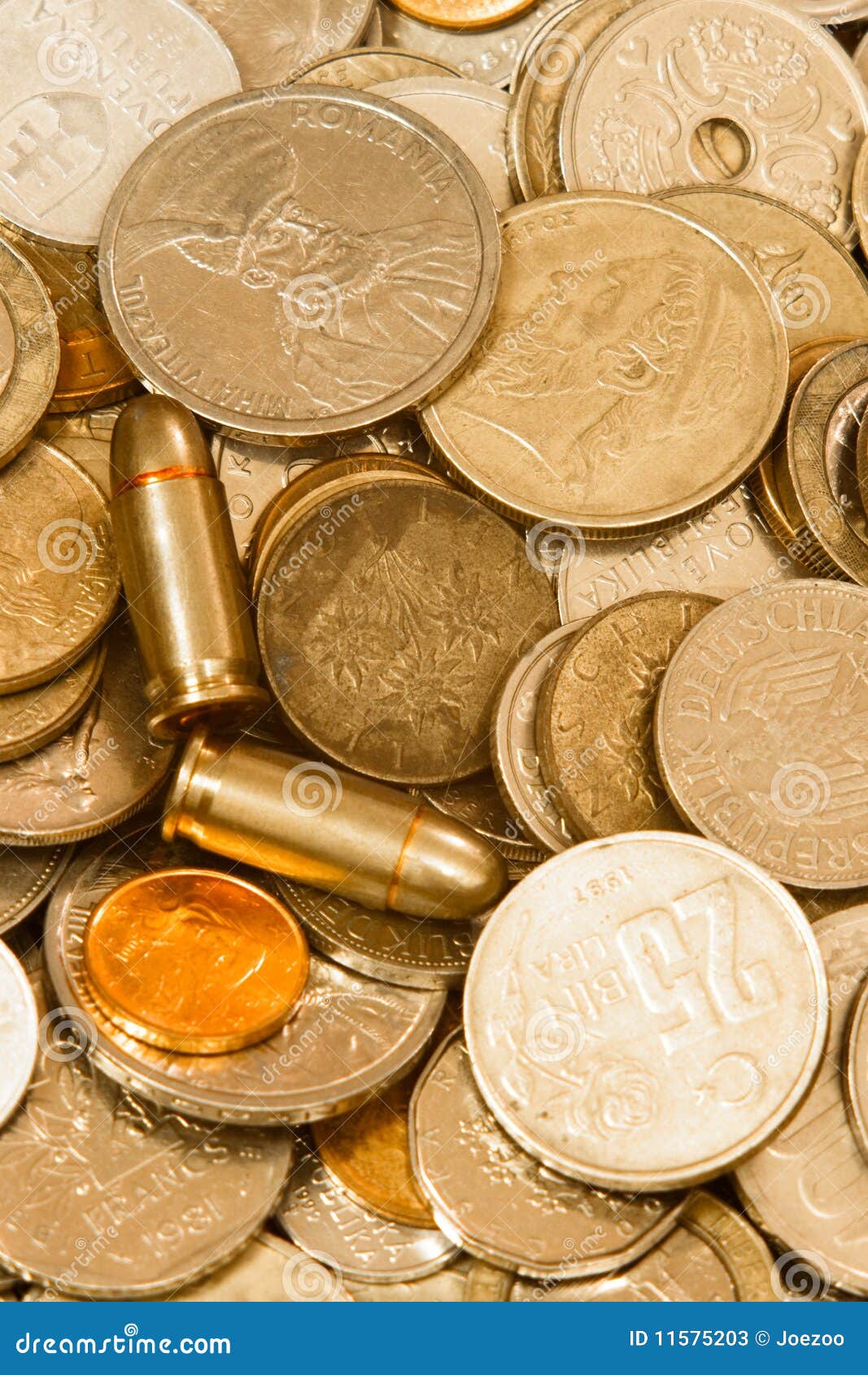 Coins and bullets stock image. Image of currency, finance - 11575203