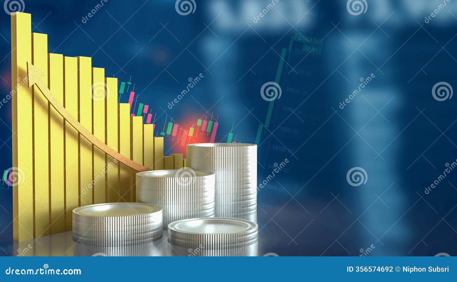 The Coins and Chart for Business Concept 3d Rendering Stock ...