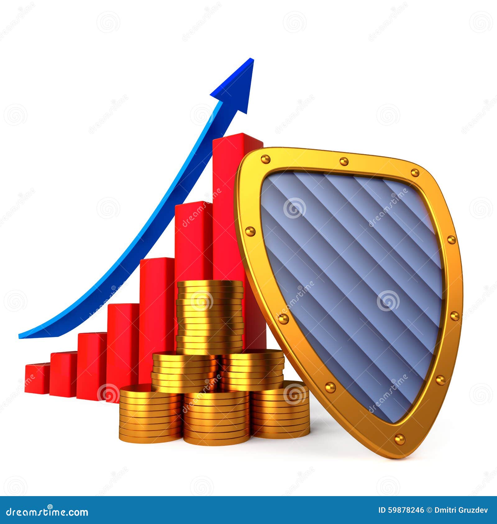 Coins chart and shield stock illustration. Illustration of credit ...