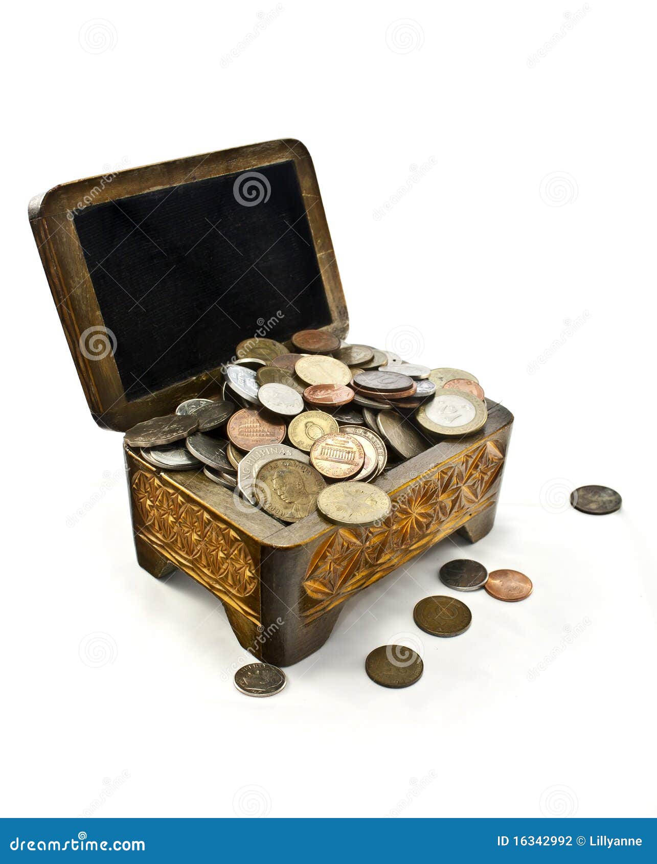 Coins in chest stock photo. Image of spending, cash, saving - 16342992