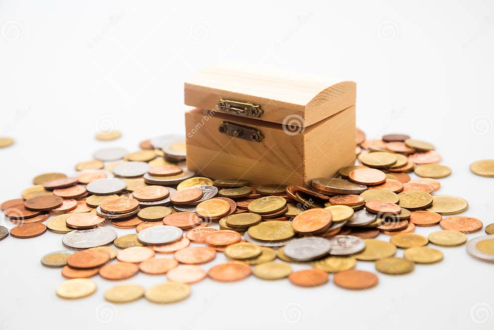 Coins in the Chest. Concept for Business and Saving Stock Photo - Image ...