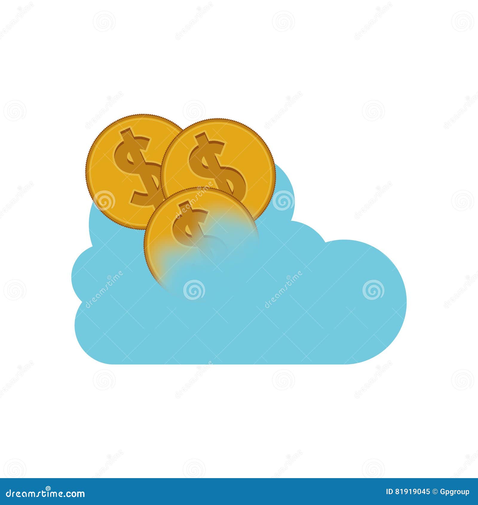 Coins and Cloud Computing Design Stock Illustration - Illustration of ...