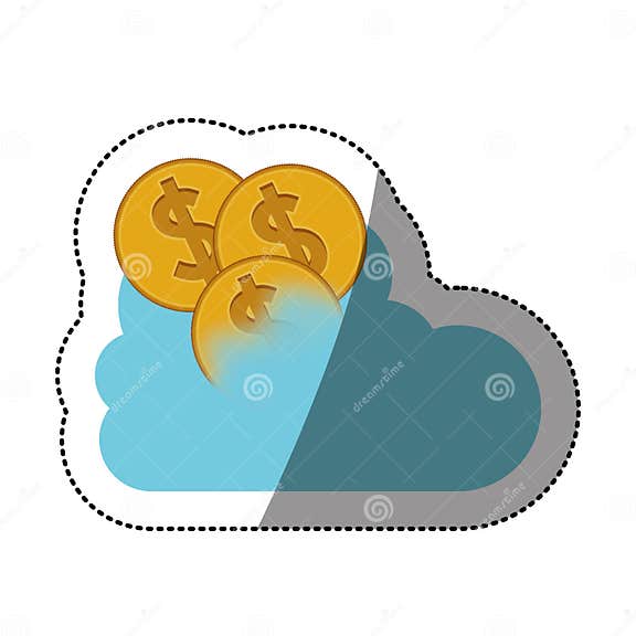 Coins and Cloud Computing Design Stock Illustration - Illustration of ...