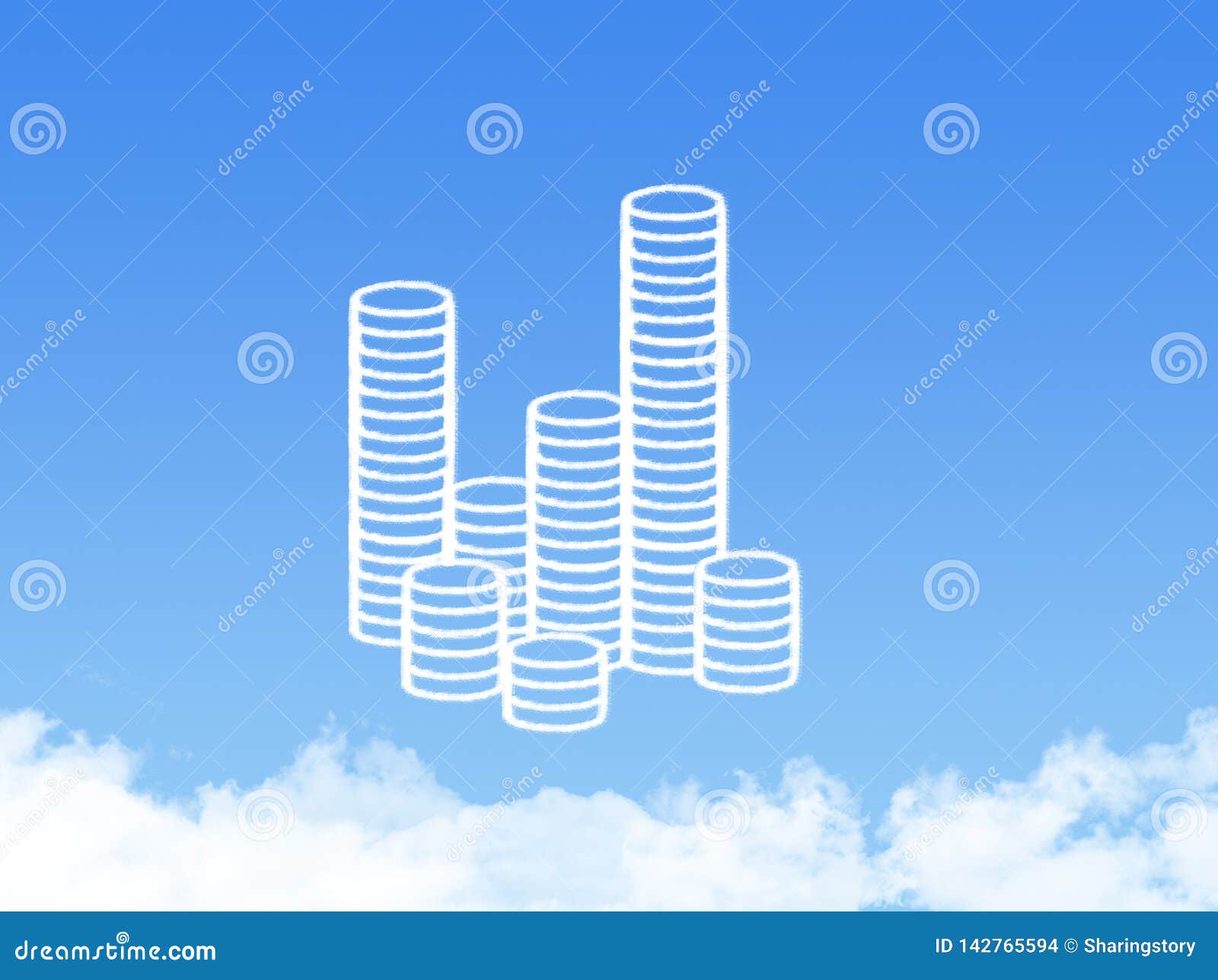 Coins cloud shape stock photo. Image of banking, symbol - 142765594