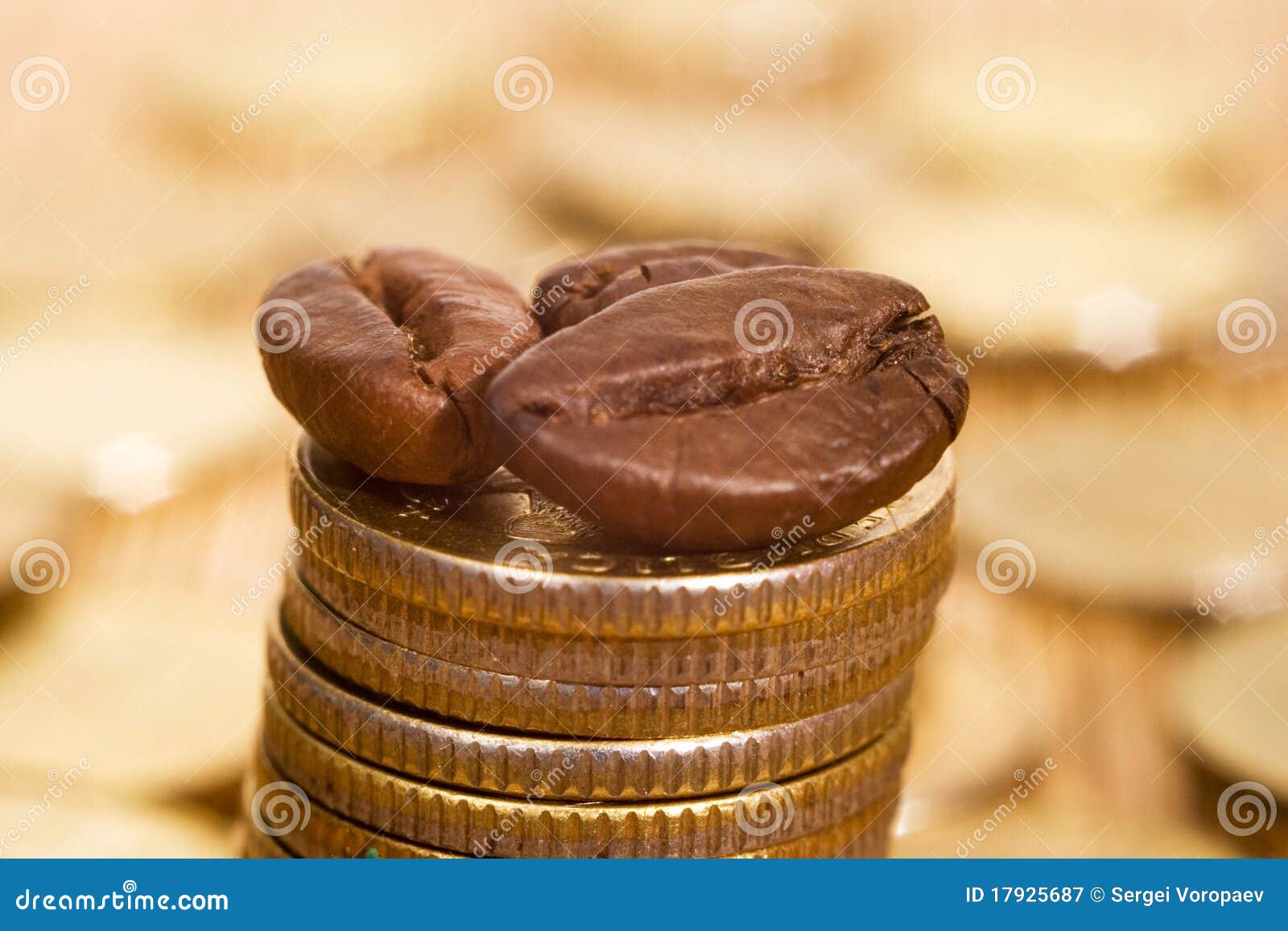 Coins and coffee beans stock image. Image of heap, group - 17925687