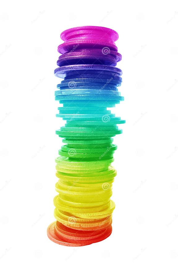 Coins in colours stock image. Image of blue, enrichment - 20109971