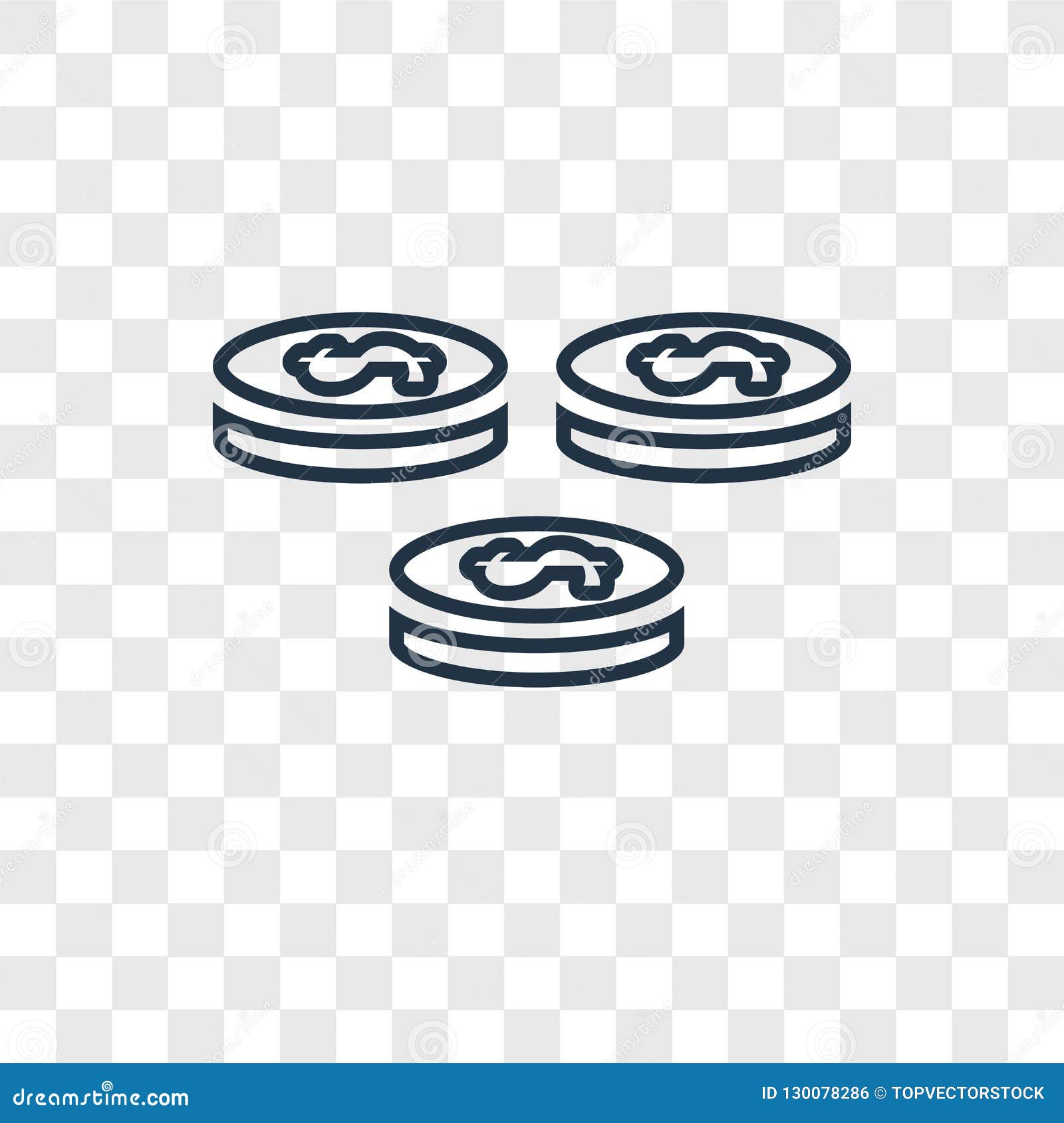 Coins Concept Vector Linear Icon Isolated on Transparent Background ...