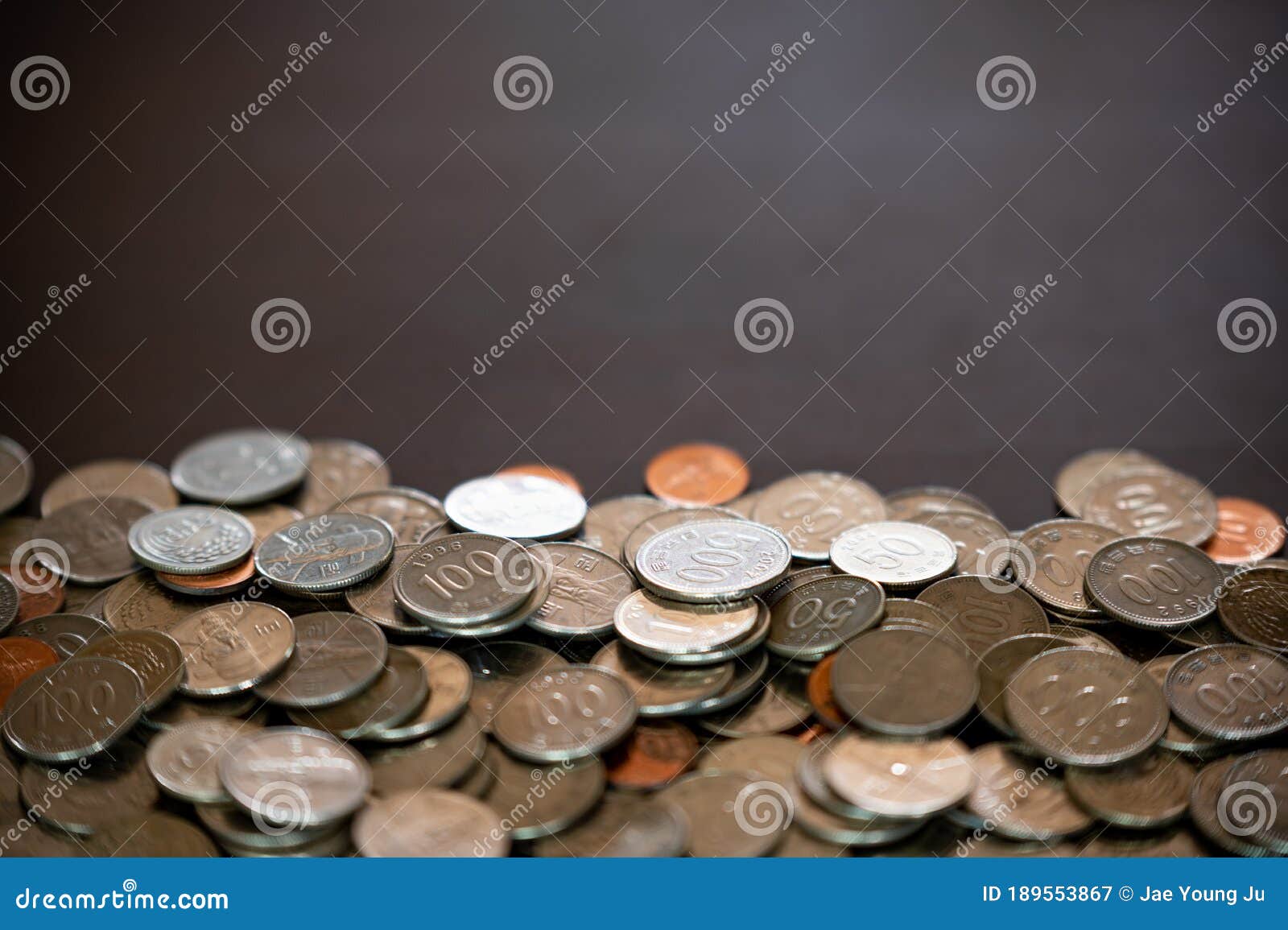 Coins and Copy Space Piled Up on the Desk Stock Image - Image of ...