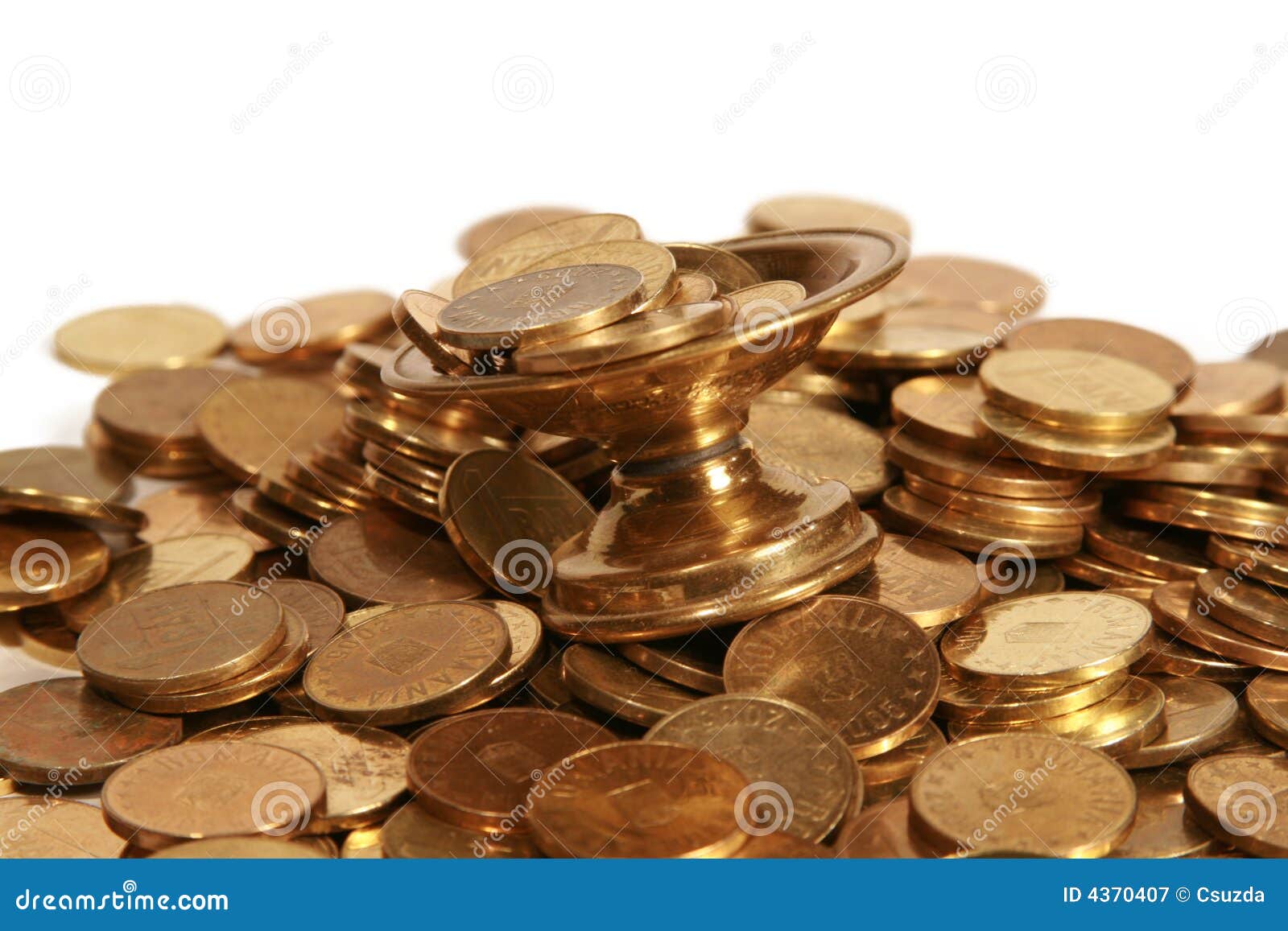 Coins in the cup stock image. Image of gold, progress - 4370407