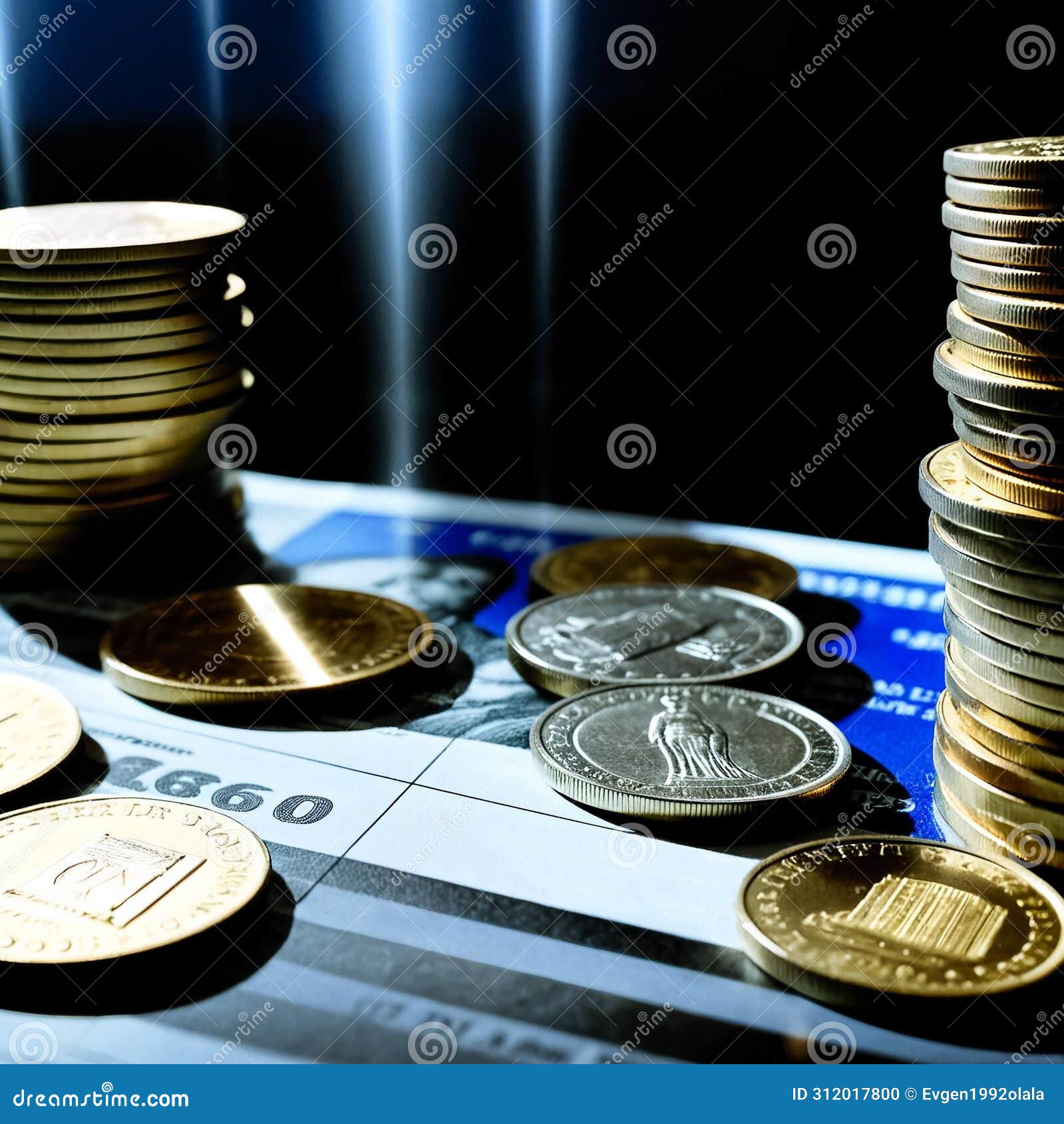 Coins on Data Table. Generative AI Stock Illustration - Illustration of ...