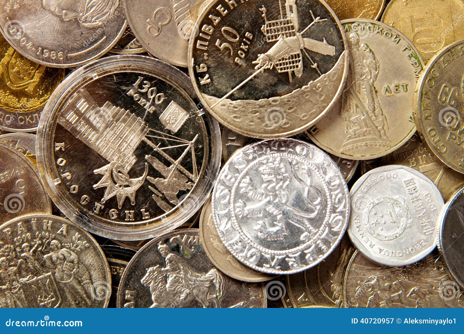 Coins of Different Countries. Coin Collection Stock Image - Image of ...