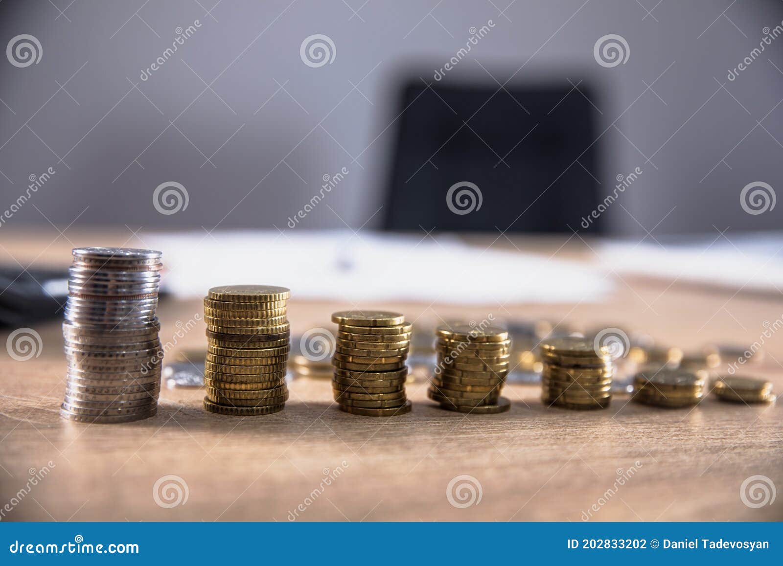 Coins with document stock photo. Image of finance, data - 202833202