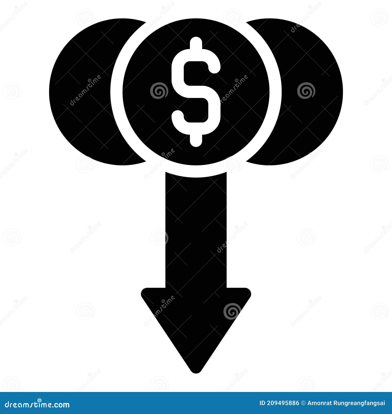Coins with Down Arrow Icon, Bankruptcy Related Vector Stock Vector - Illustration of court ...