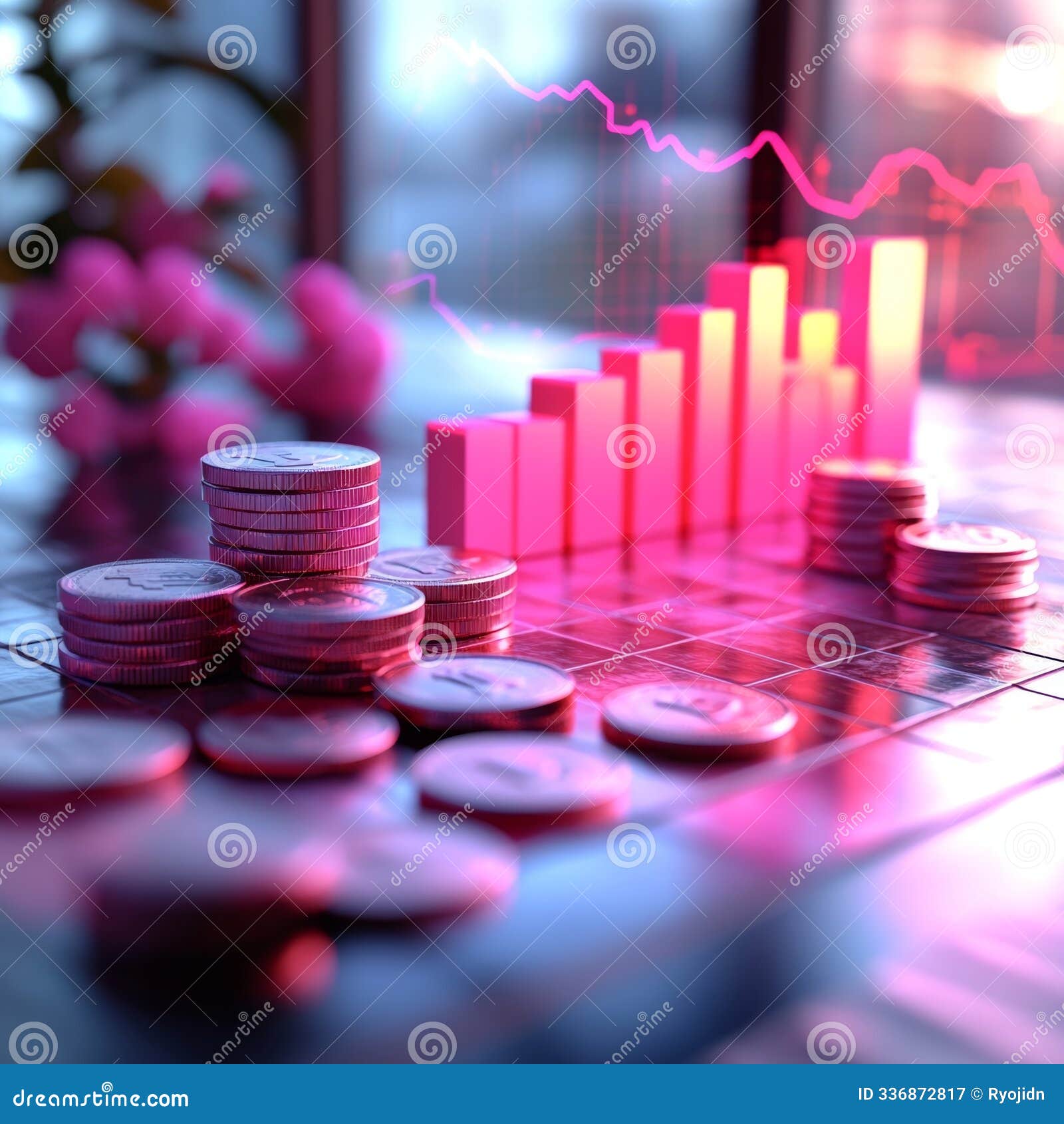 Coins Downtrend stock illustration. Illustration of wealth - 336872817