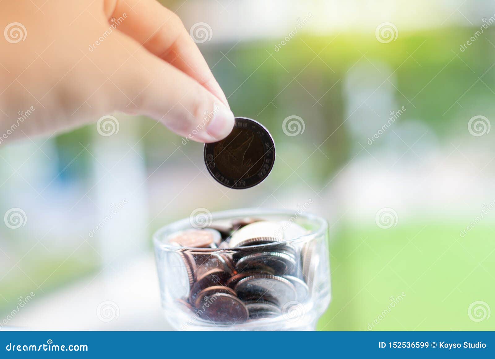 Coins that Drop into the Jar - Saving Money Stock Image - Image of ...