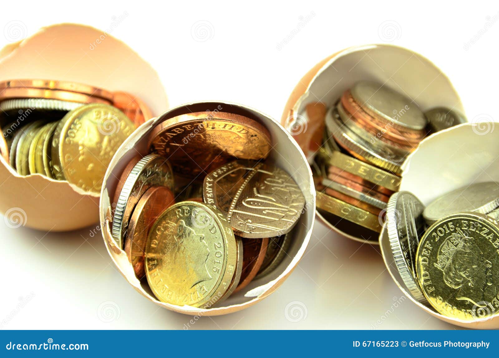 Coins in eggs stock image. Image of easter, cash, concept - 67165223