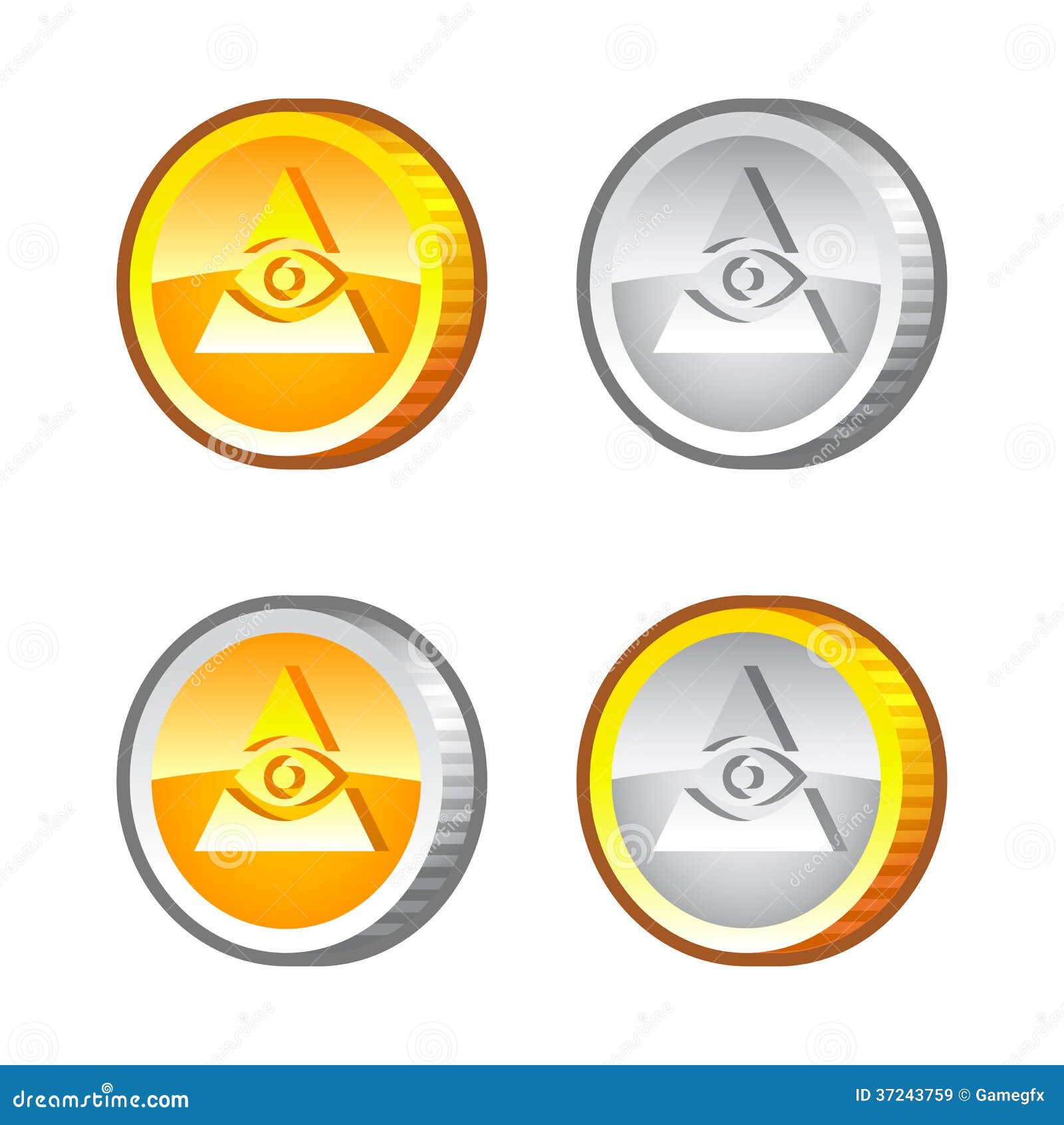 Coins with Eye stock illustration. Illustration of money - 37243759