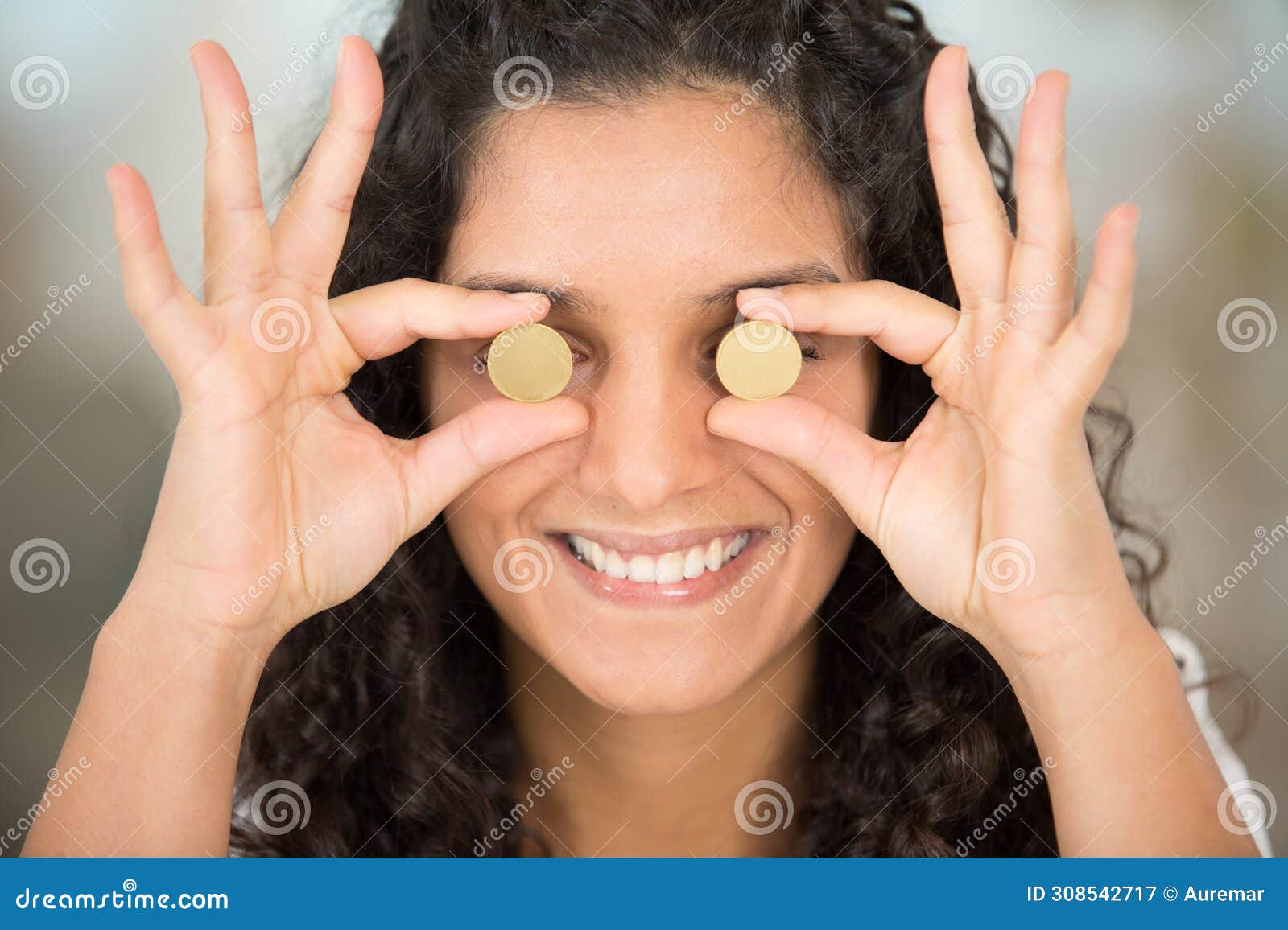 Coins on Eyes As Symbol Rich Stock Image - Image of concept, banking ...