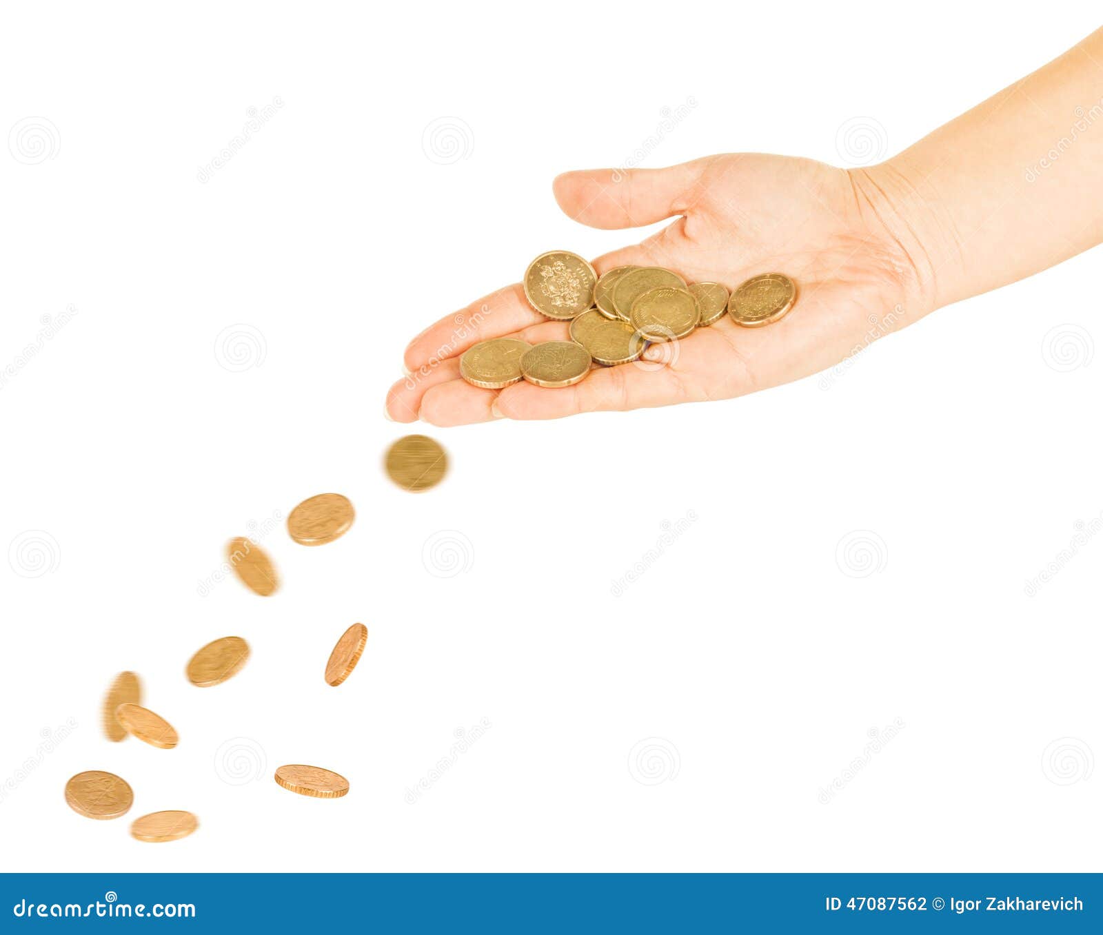 Gold Coins Falling From Hand