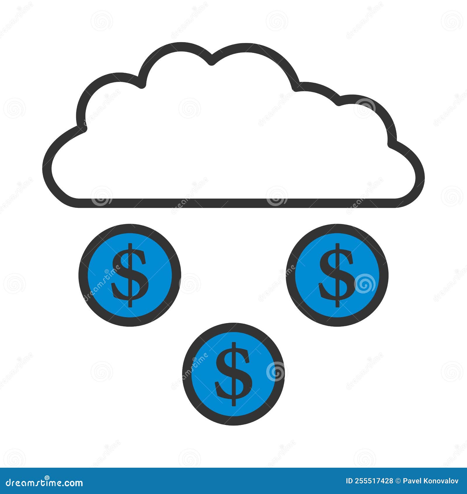 Coins Falling from Cloud Icon Stock Vector - Illustration of icon, idea ...
