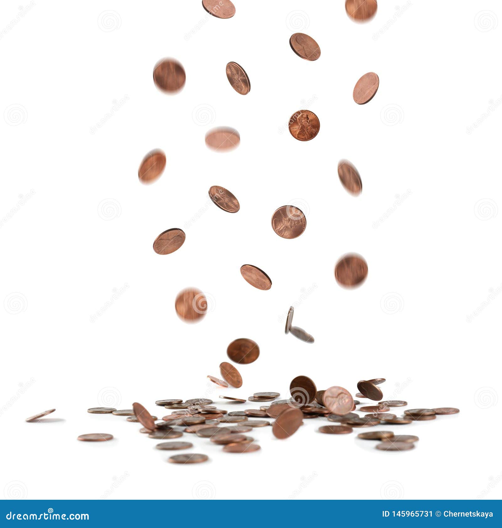 Coins Falling Down into Pile Isolated Stock Image - Image of cash ...
