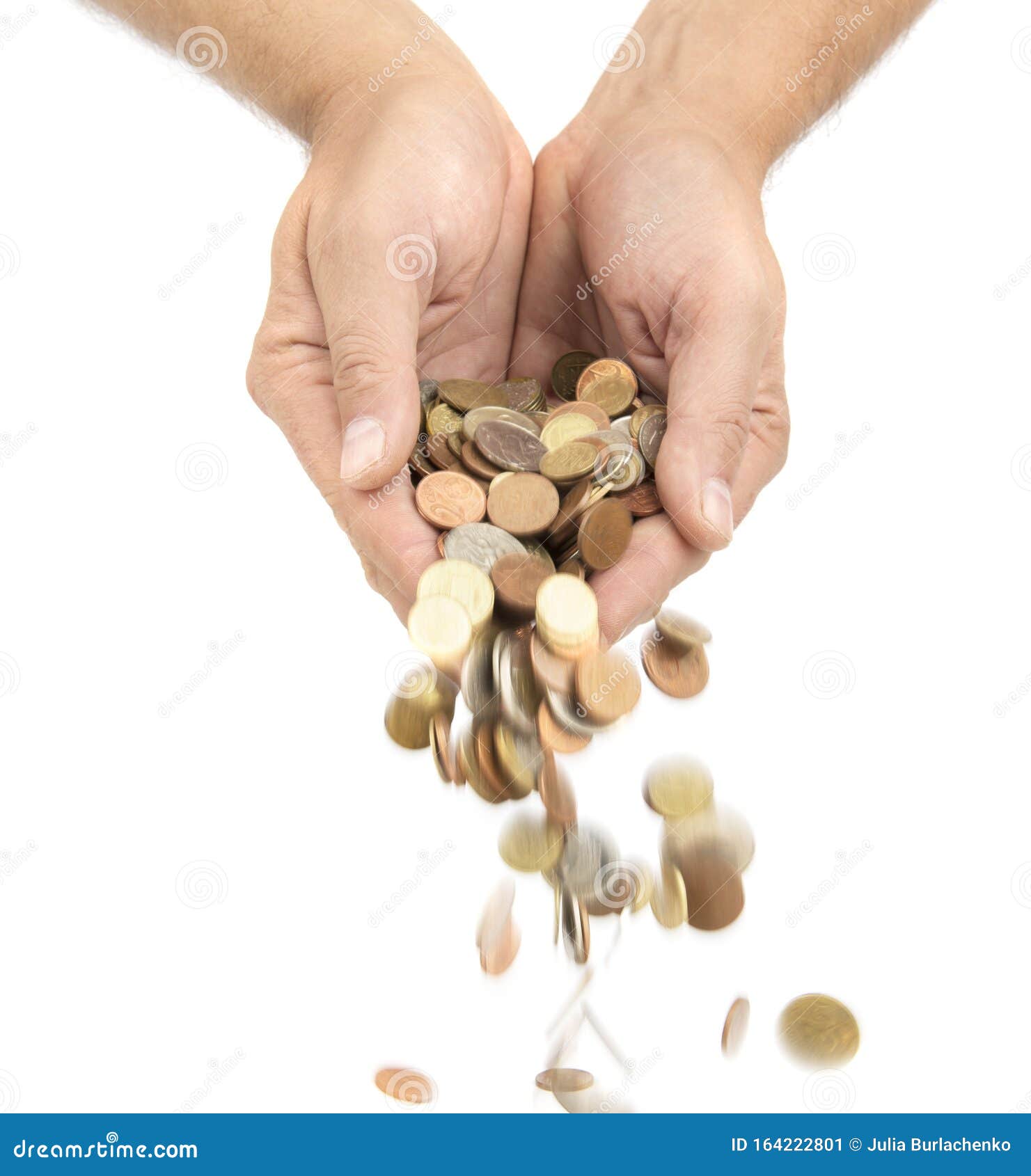Coins falling form hands stock image. Image of hand - 164222801