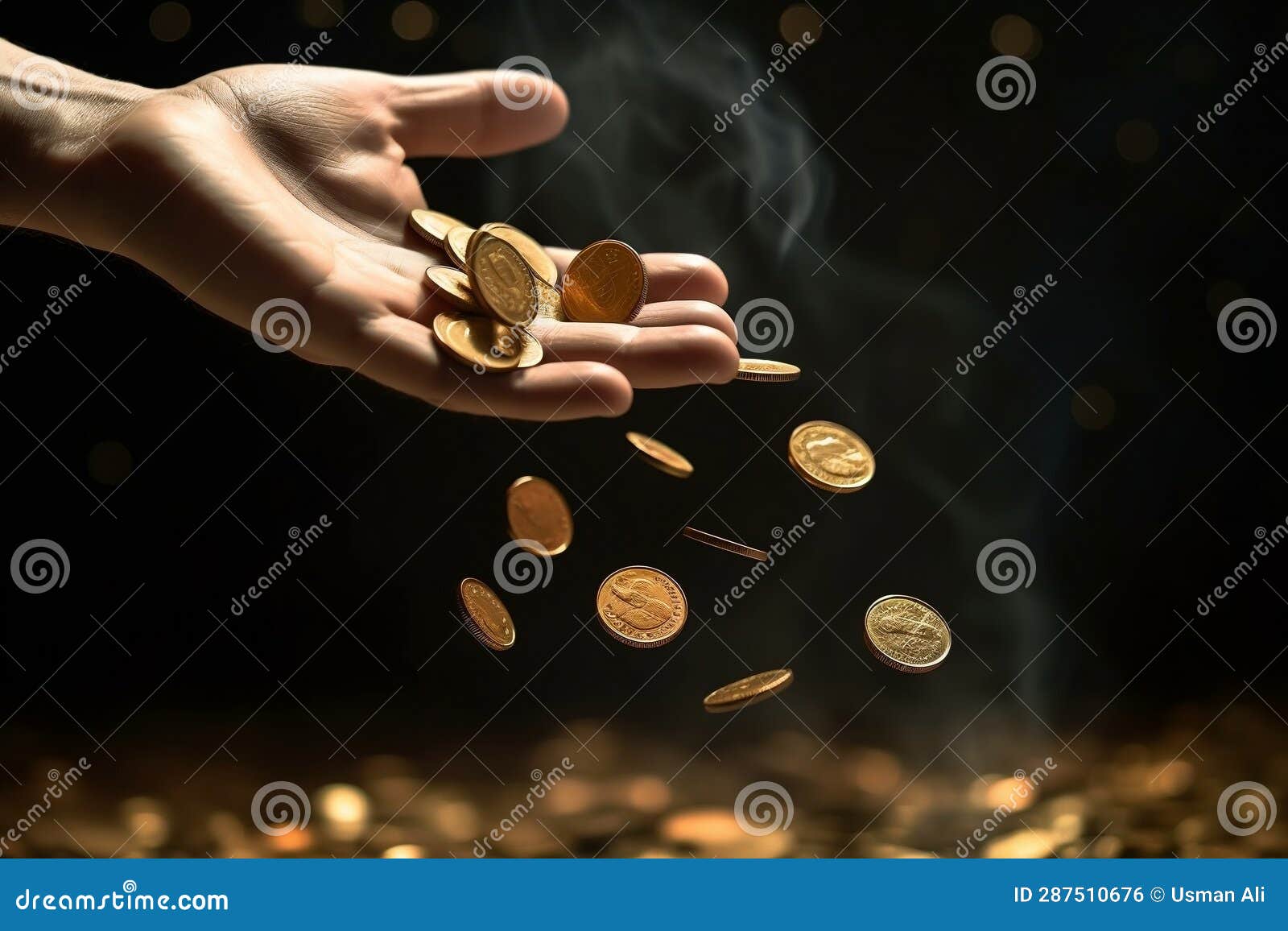 Coins Falling from Hand. AI Stock Photo - Image of bank, savings: 287510676