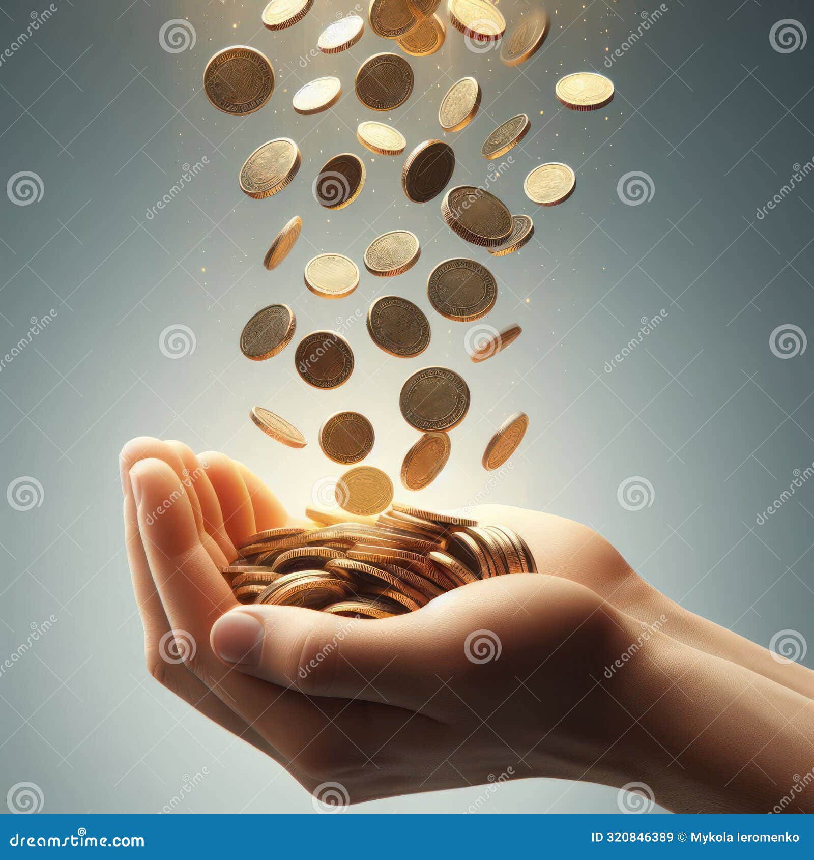 Coins Falling into Your Hands. Stock Illustration - Illustration of ...