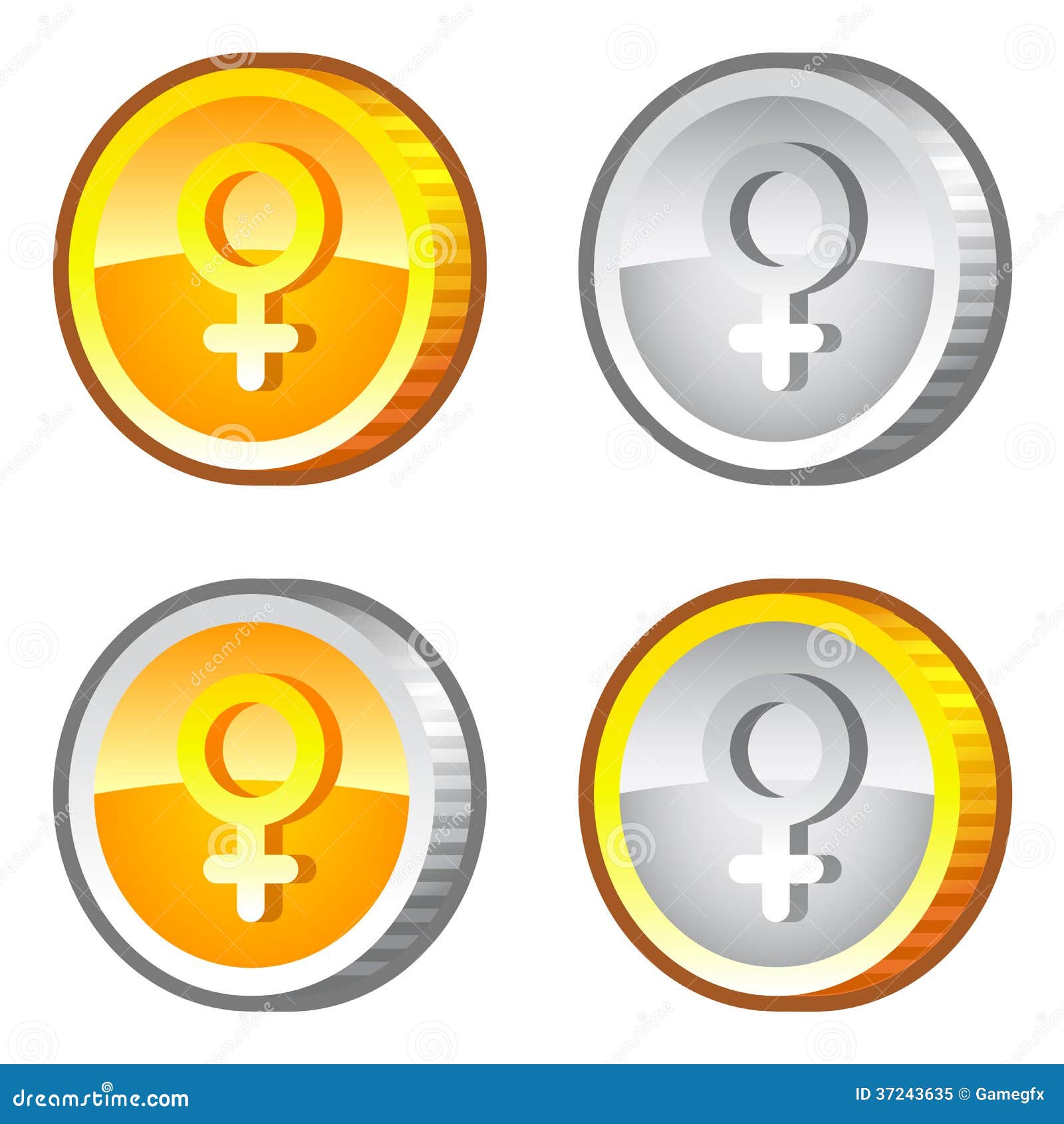 Coins with female sign stock vector. Illustration of venus - 37243635