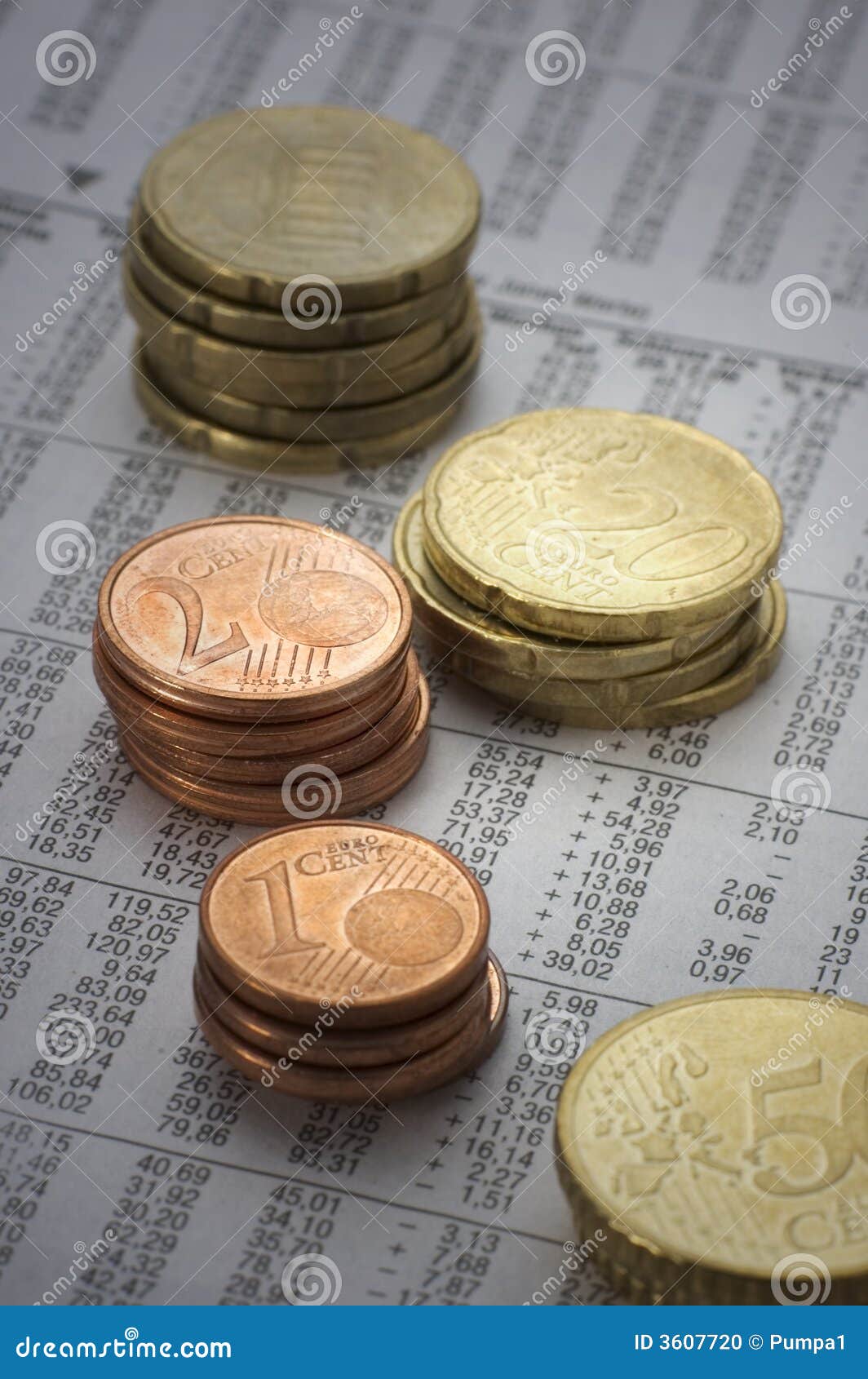 Coins on financial figures stock photo. Image of exchange - 3607720