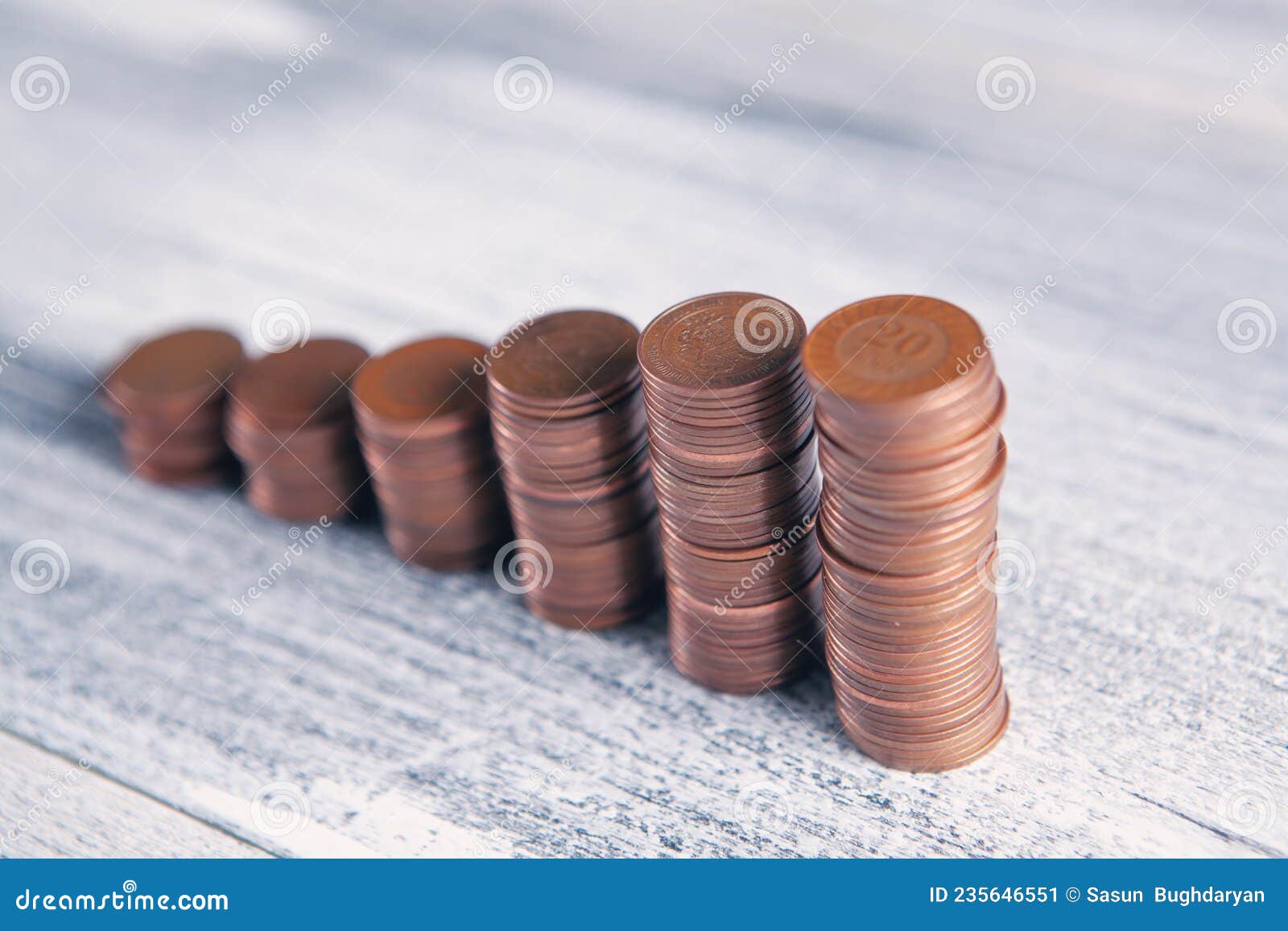 Coins in the Form of a Chart on the Table Stock Image - Image of gold ...