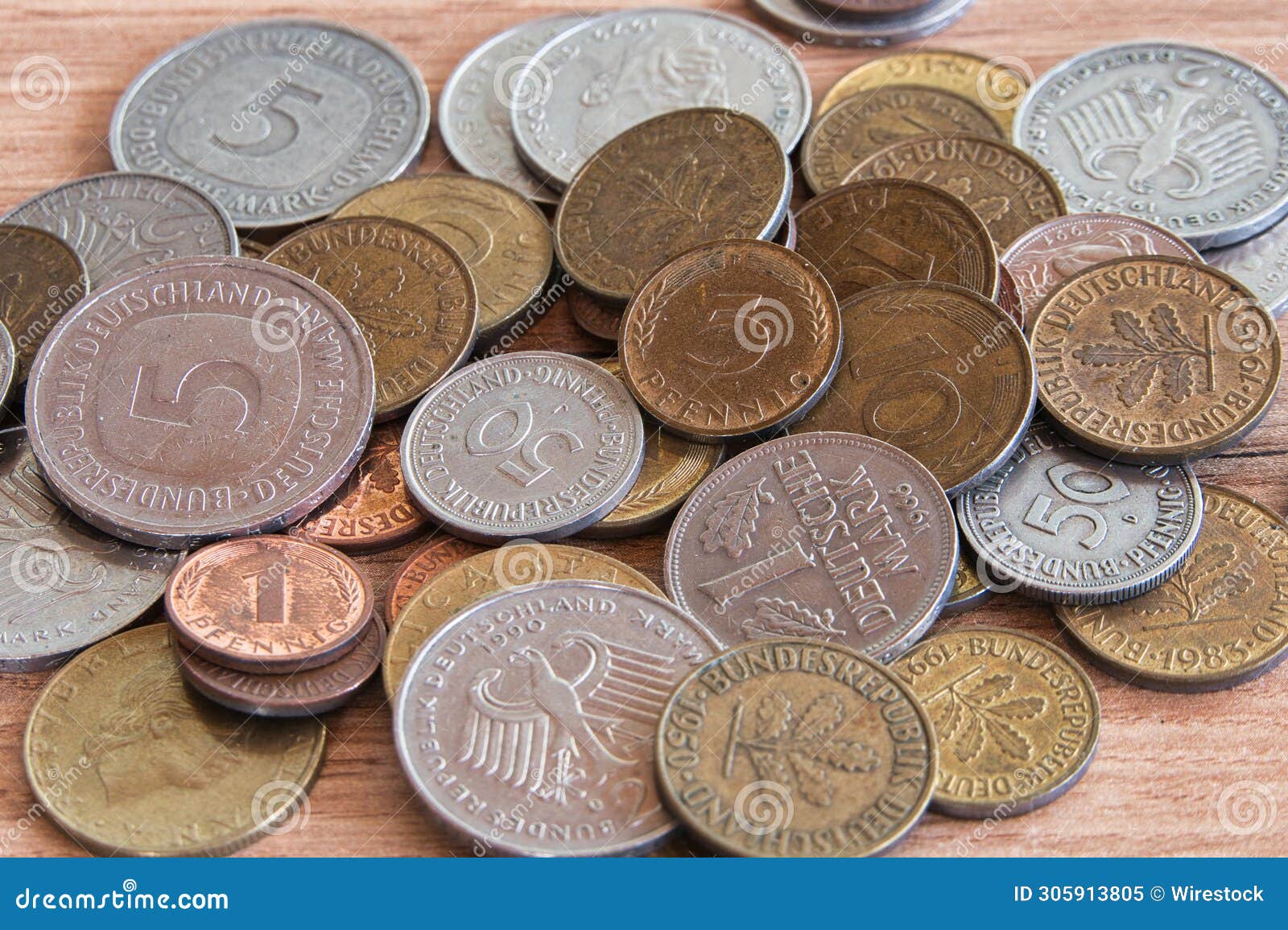 Coins of the Former Currency Deutsche Mark in Germany Stock Image ...